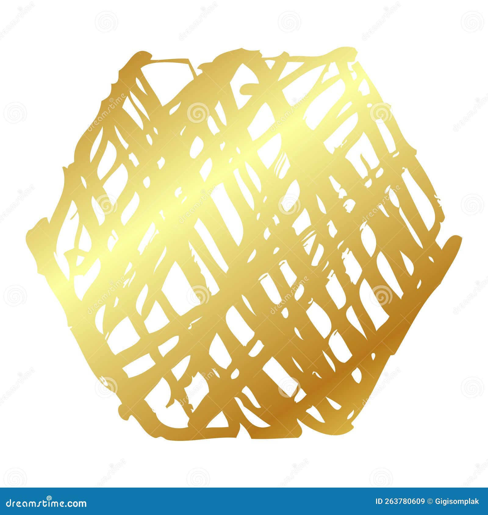 Simple Hand Draw Vector Sketch Golden or Gold Hexagon Frame Scribble ...