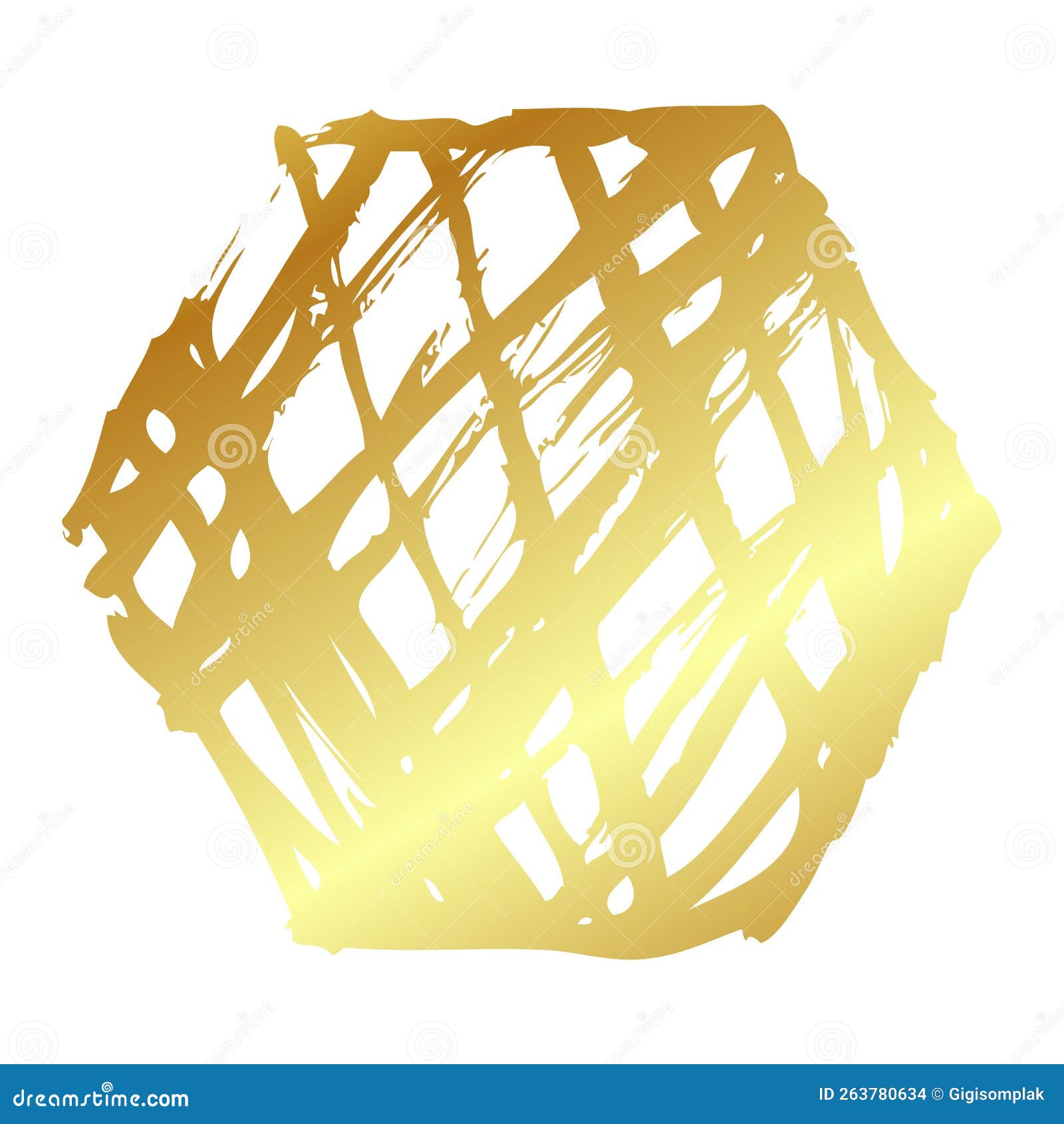 Simple Hand Draw Vector Sketch Golden or Gold Hexagon Frame Scribble ...