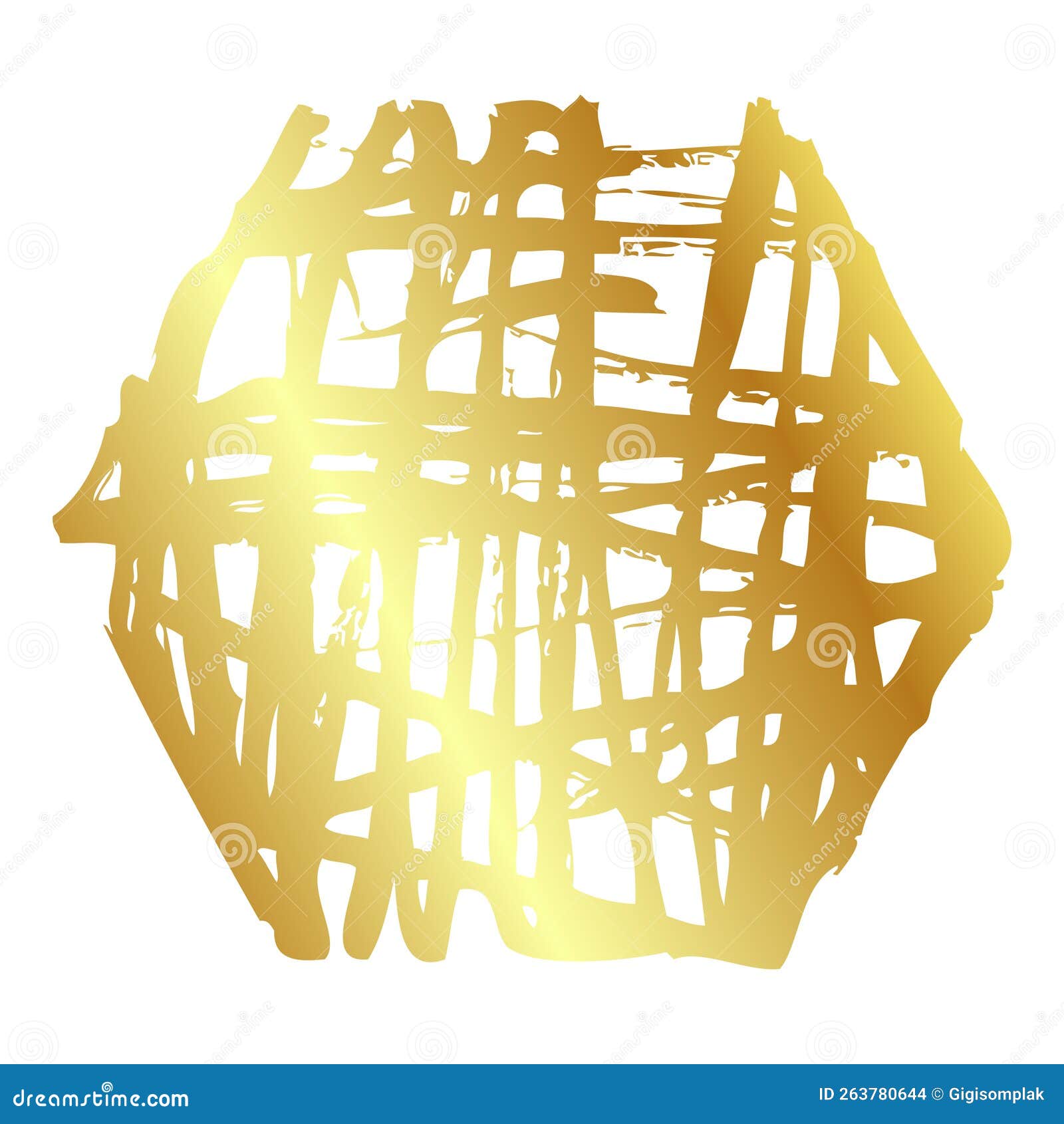 Simple Hand Draw Vector Sketch Golden or Gold Hexagon Frame Scribble ...