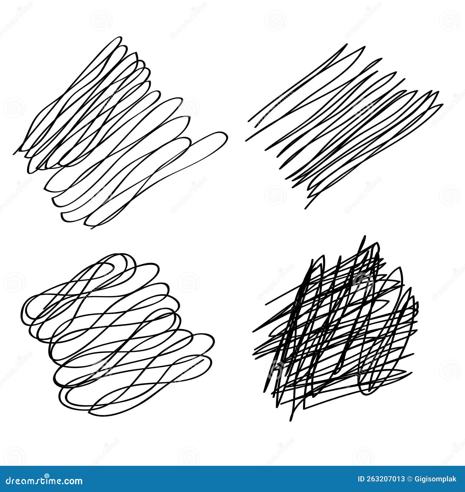 Simple Hand Draw Vector 4 Sketch Random Scribble Stock Vector ...