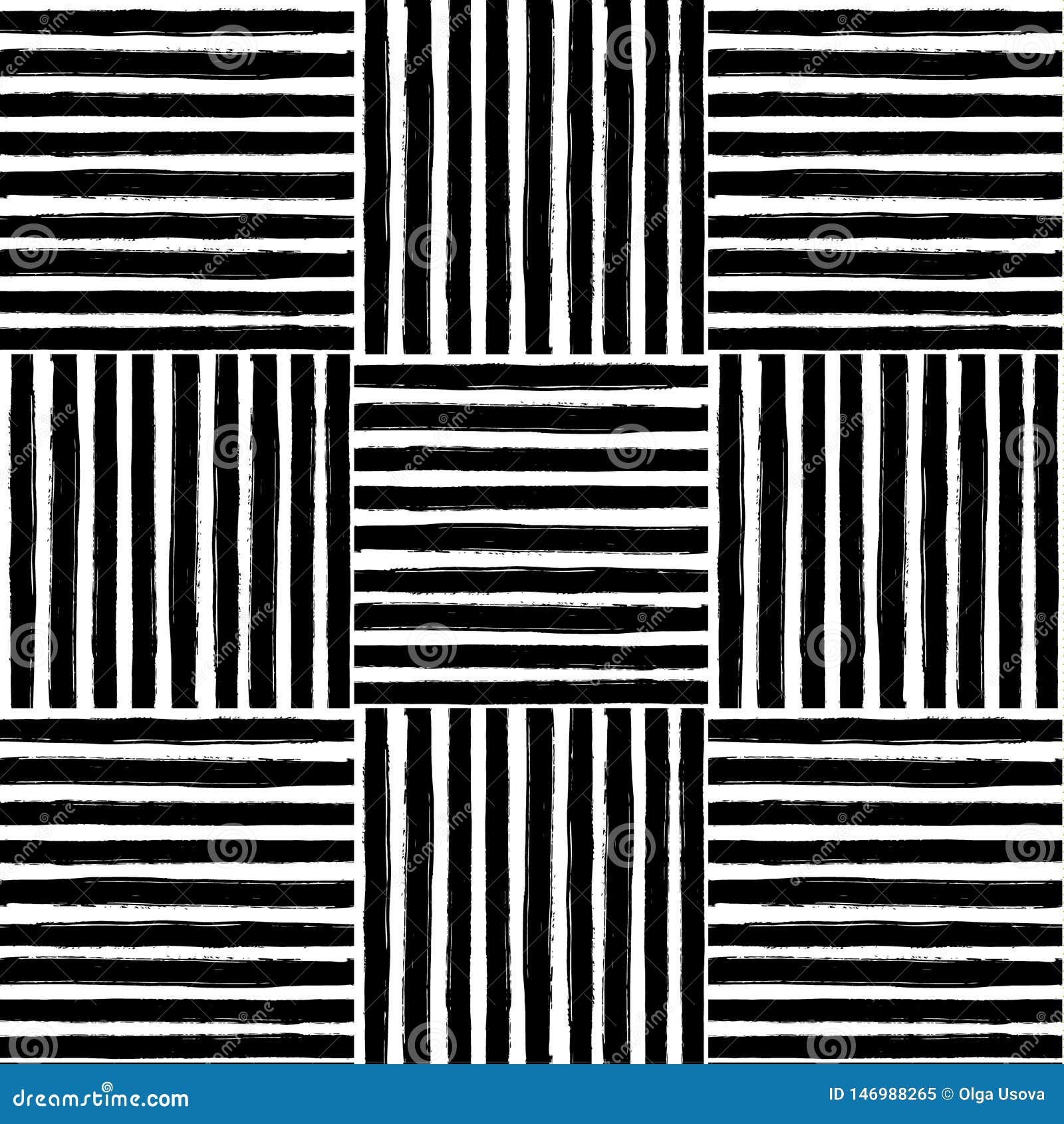 Simple Hand Drawing Back Vertical Gorizontal Lines Seamless Pattern ...