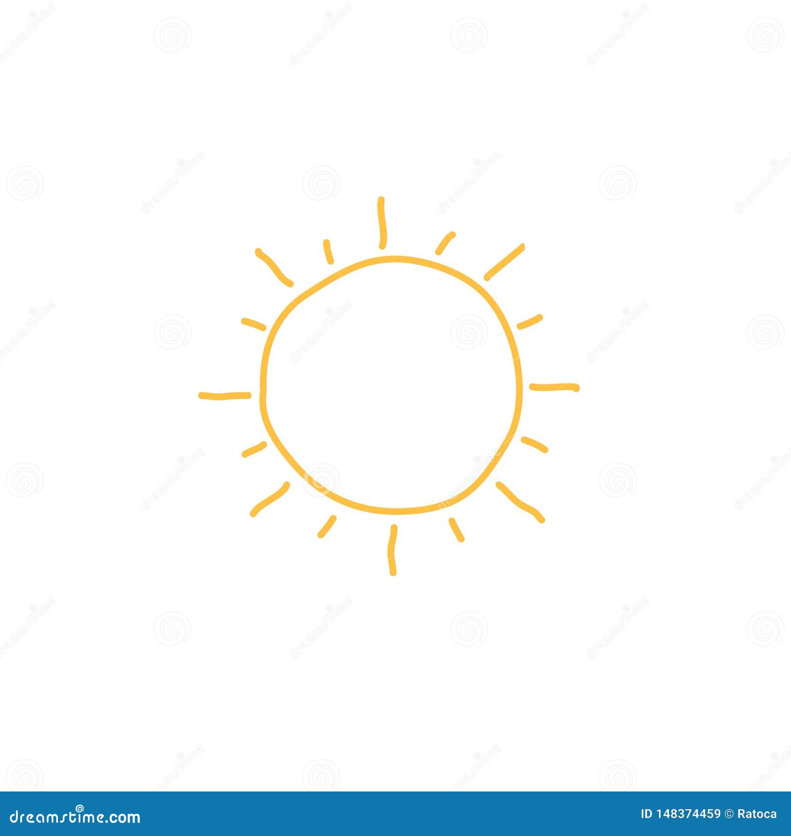 Simple hand drawing sun stock vector. Illustration of yellow - 148374459