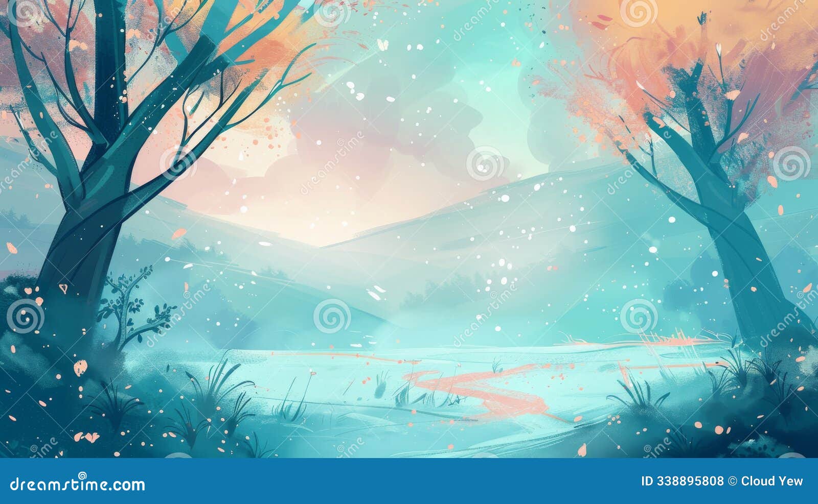 Simple Hand-drawn Cartoon Background with Double Exposure View. Stock ...