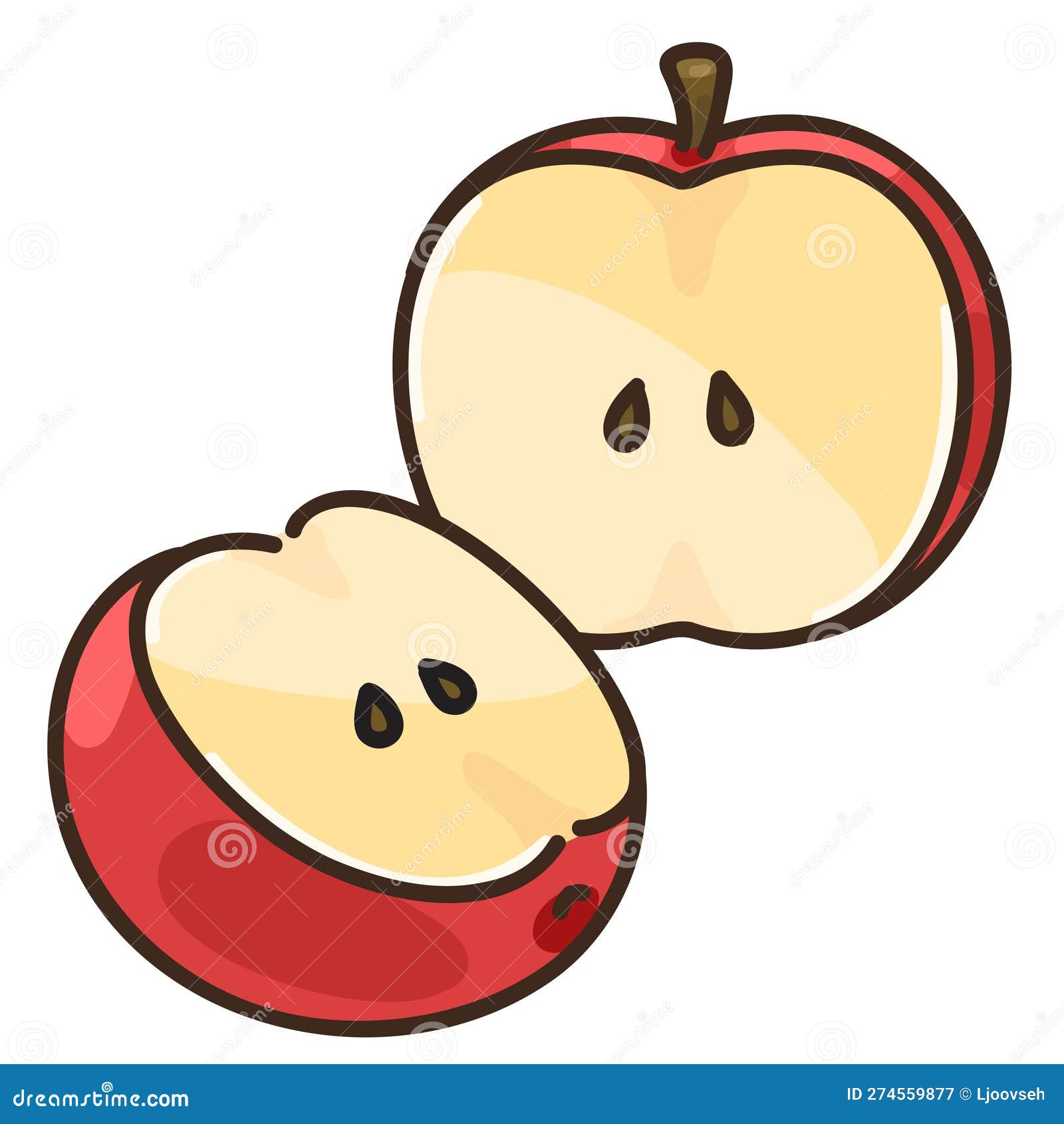Simple Hand Drawn Cut Apple Illustration Stock Vector - Illustration of ...