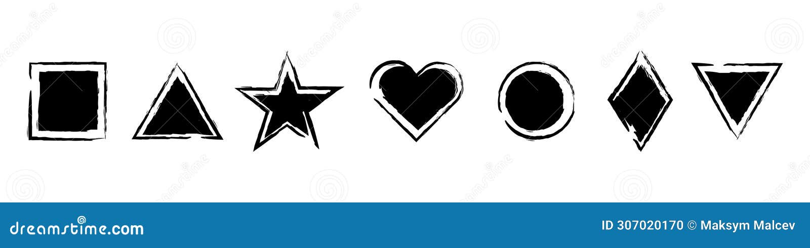 Simple Hand Drawn Figures in Grunge Style. Shapes for Design. Square ...