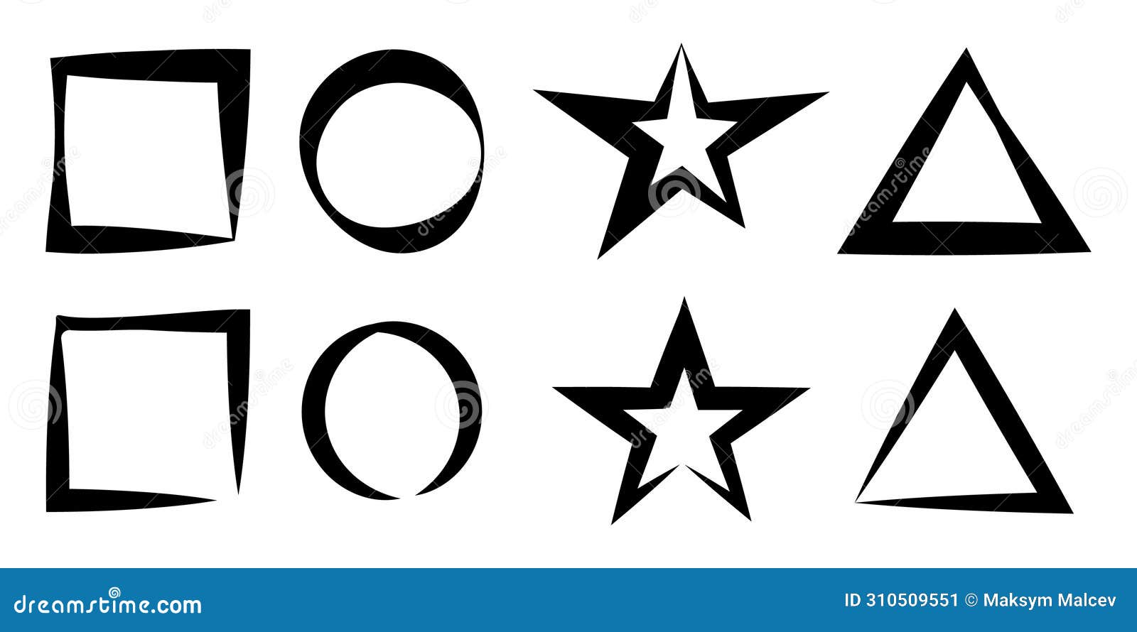 Simple Hand Drawn Figures. Shapes for Design. Square, Circle, Star and ...