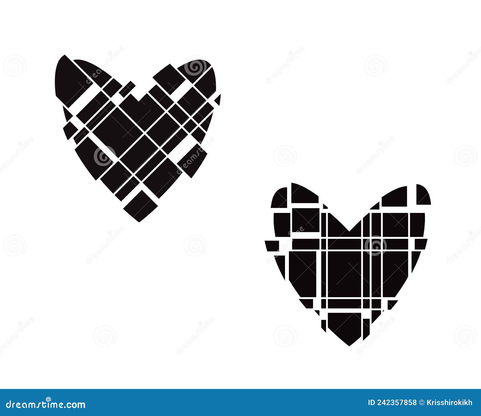 Simple Hand-drawn Flat Linear Hearts Icon Set Stock Vector ...