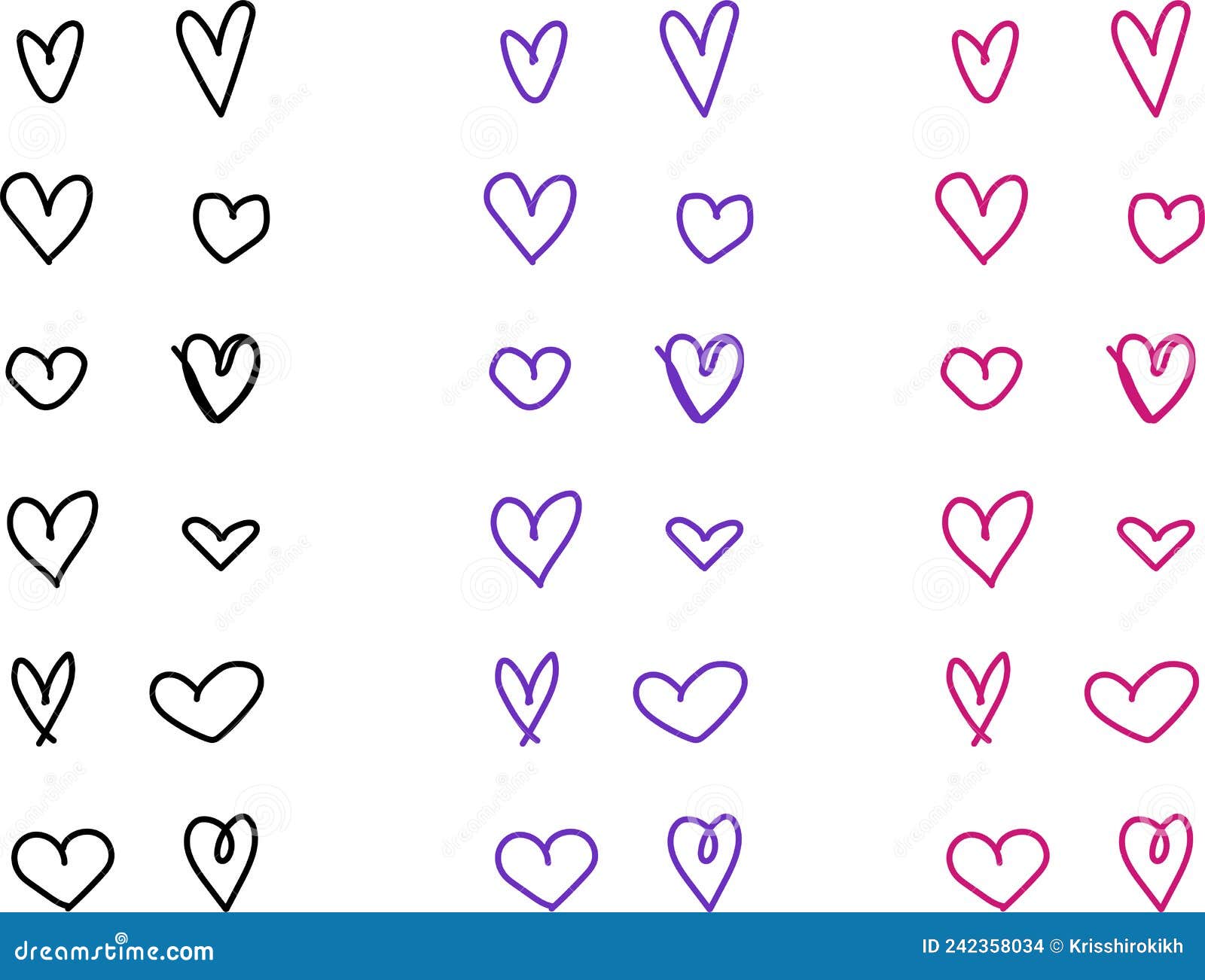 Simple Hand-drawn Flat Linear Hearts Icon Set Stock Vector ...