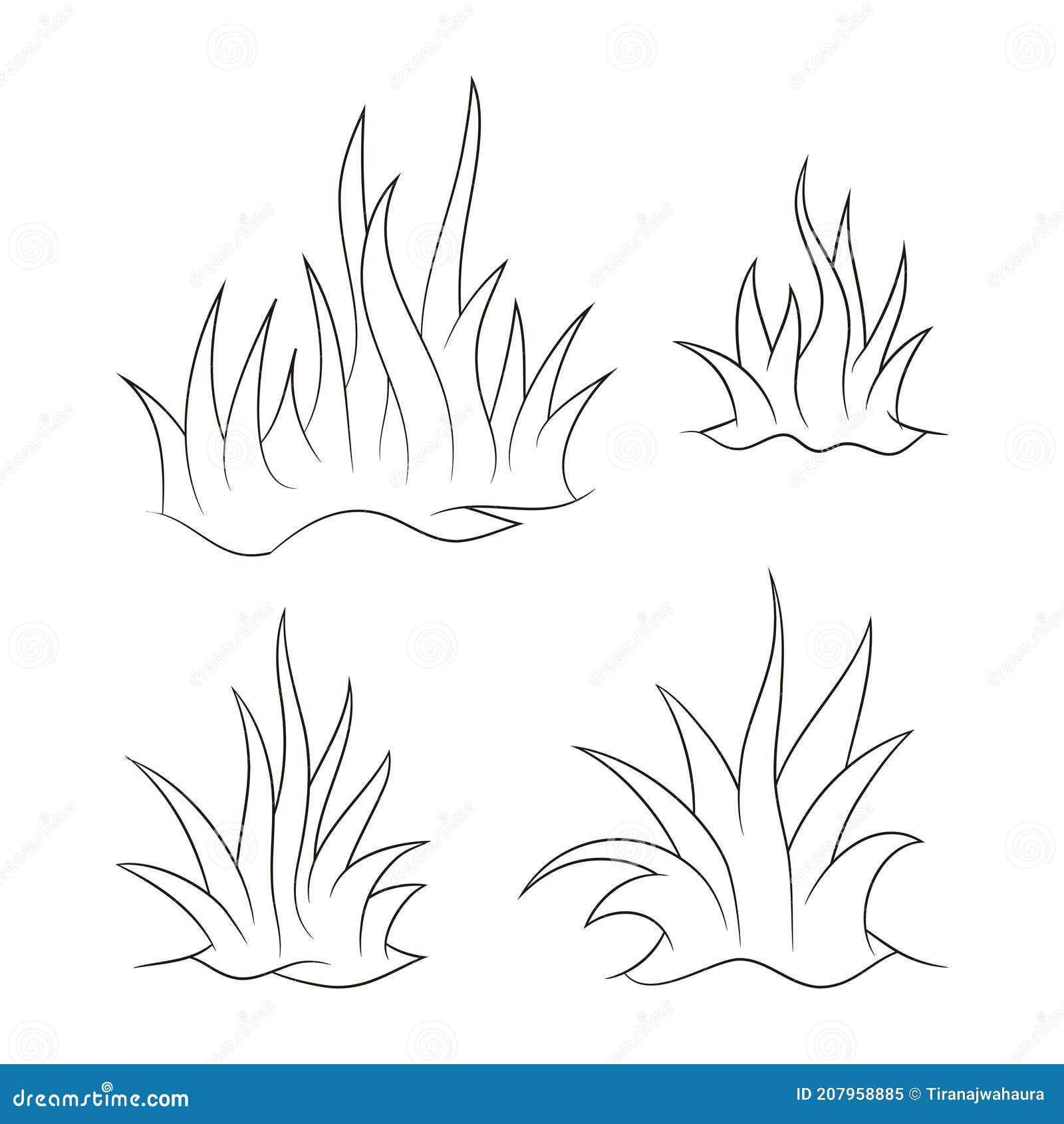 Simple Hand Drawn of Grass Vector Illustration with Hand Drawn Style ...
