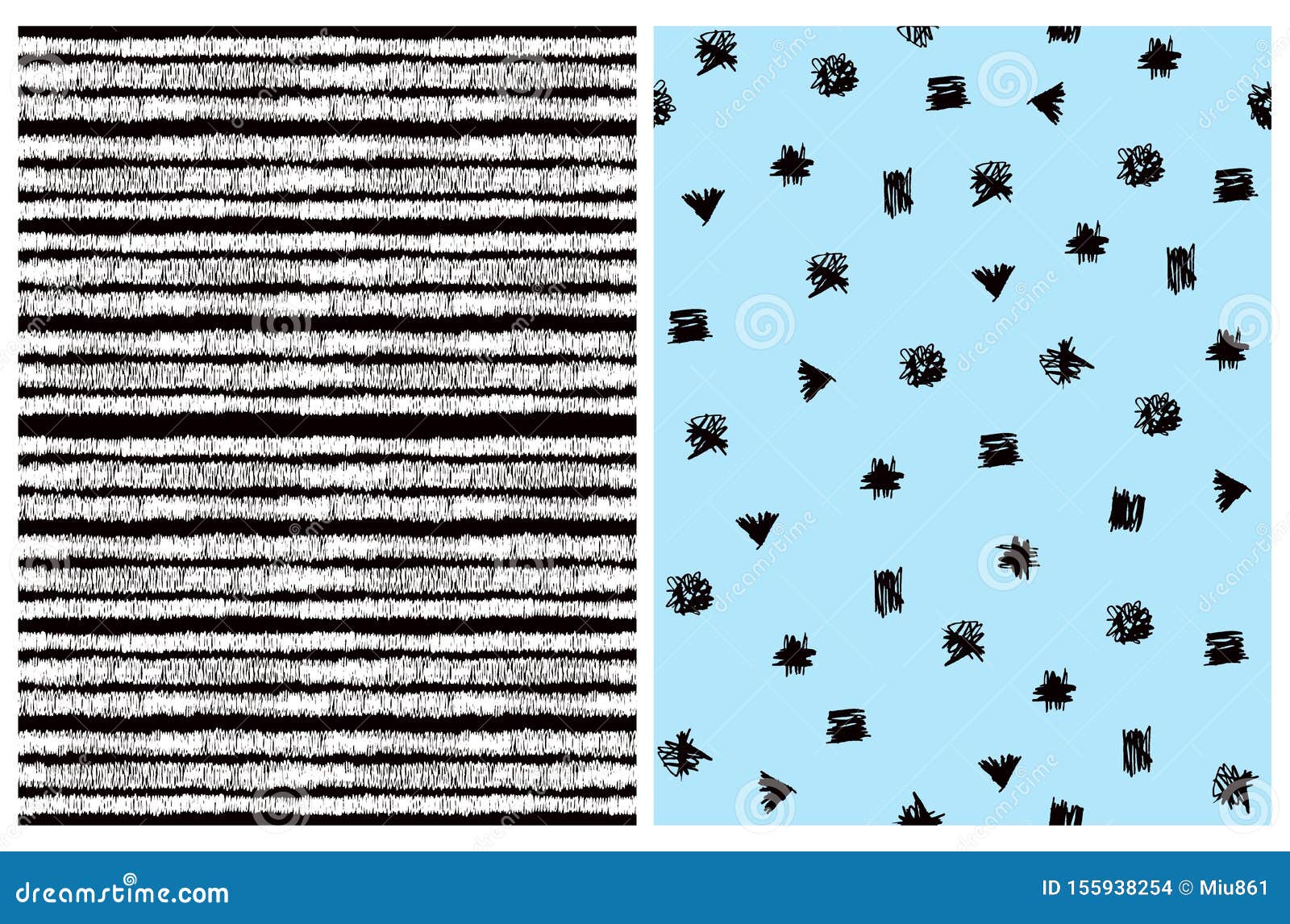 Simple Hand Drawn Irregular Geometric Patterns.Children`s Scrawl Like ...