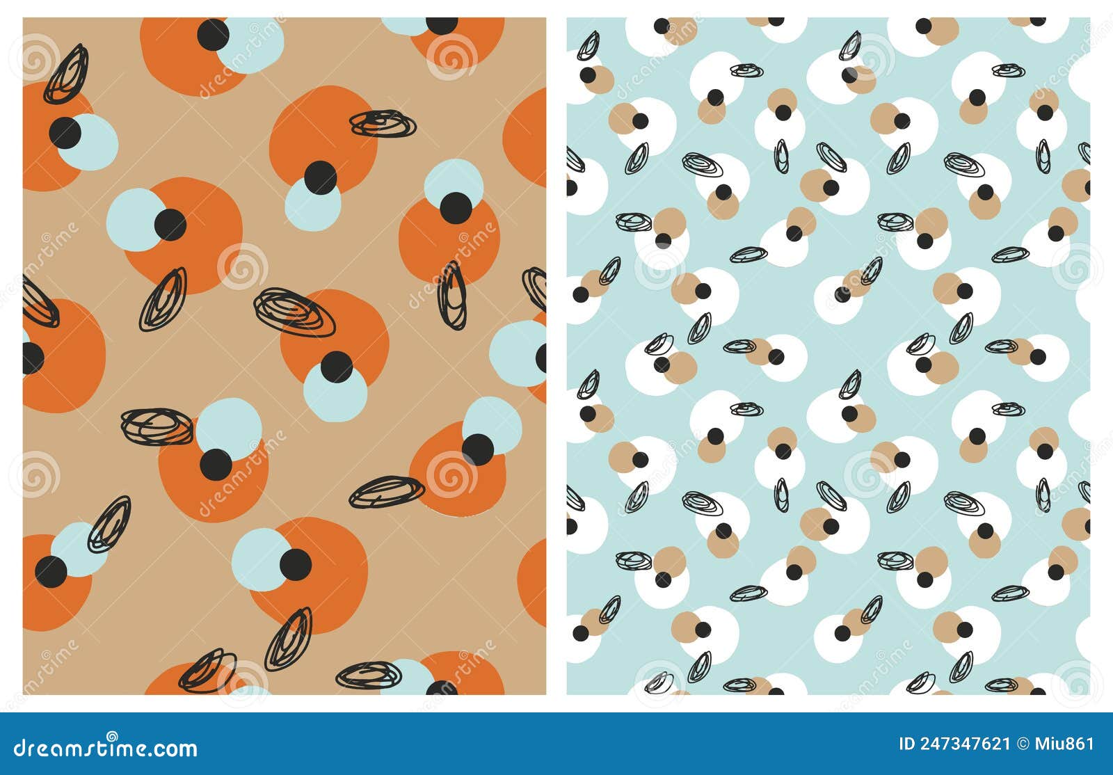 Simple Hand Drawn Irregular Spots Vector Patterns with Colorful ...