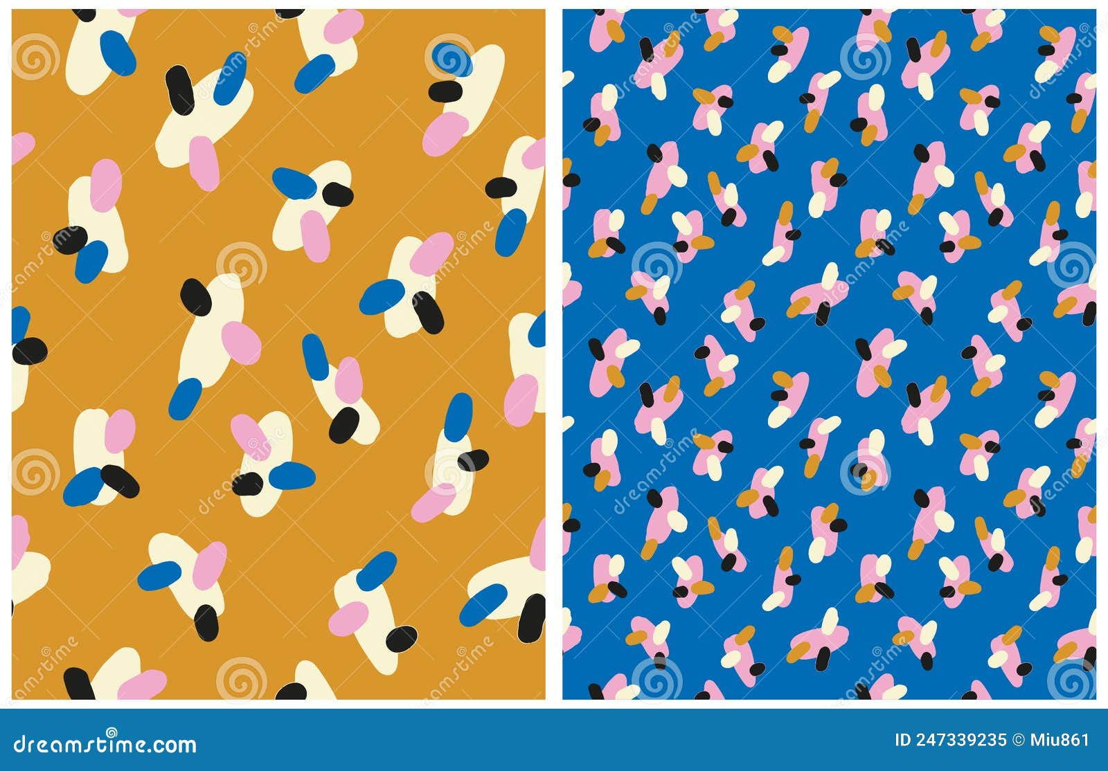 Simple Hand Drawn Irregular Spots Vector Patterns. Irregular Geometric ...