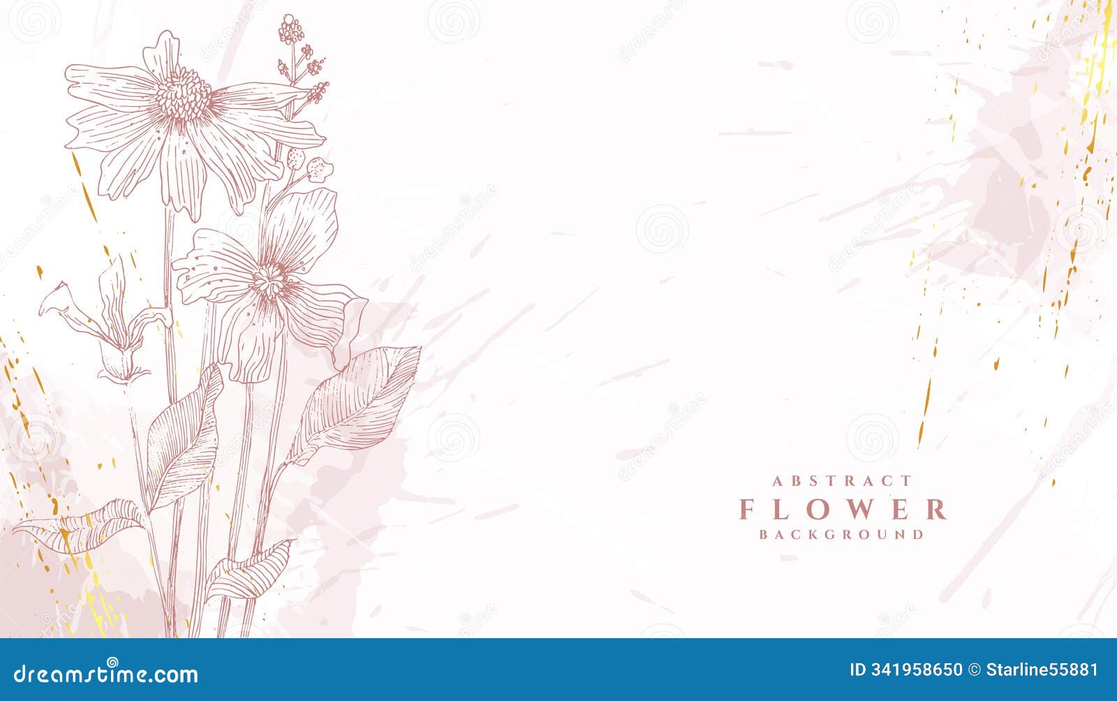 Simple Hand Drawn Organic Flower and Leaves Background Stock ...