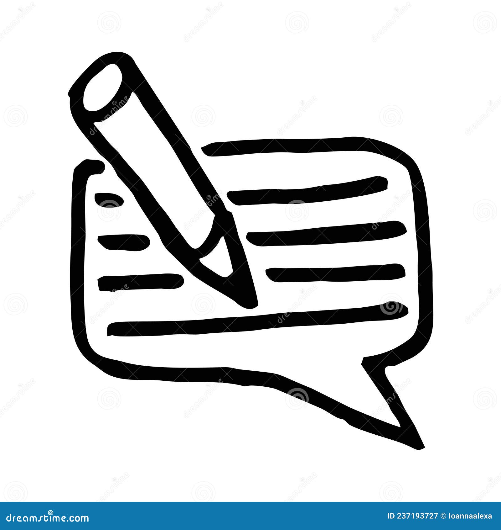 Simple Hand-drawn Outline Chat Message Writing Icon Stock Vector ...