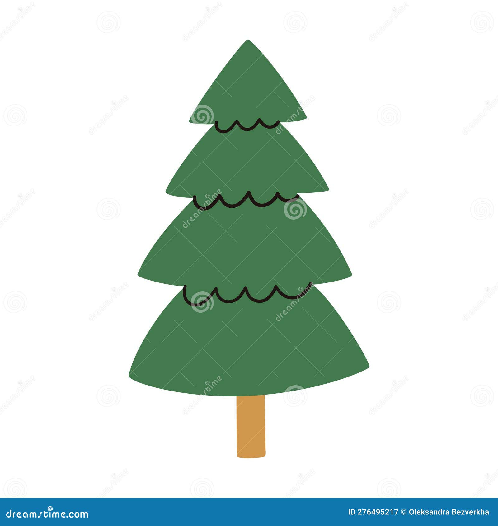 Simple Hand Drawn Pine Tree. Vector Illustration. Stock Illustration ...