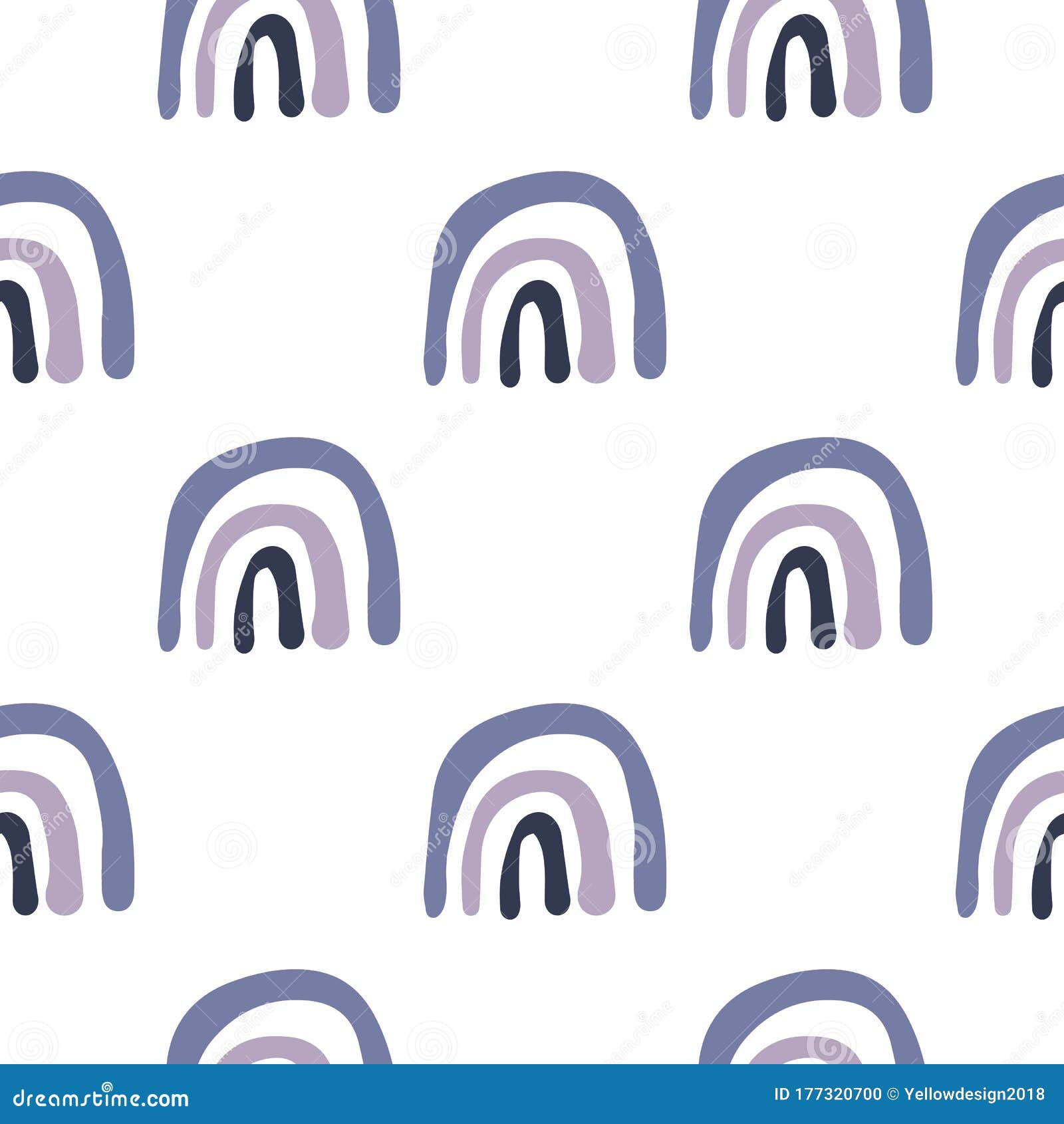 Simple Hand Drawn Rainbow Doodle Vector Seamless Pattern. Creative ...