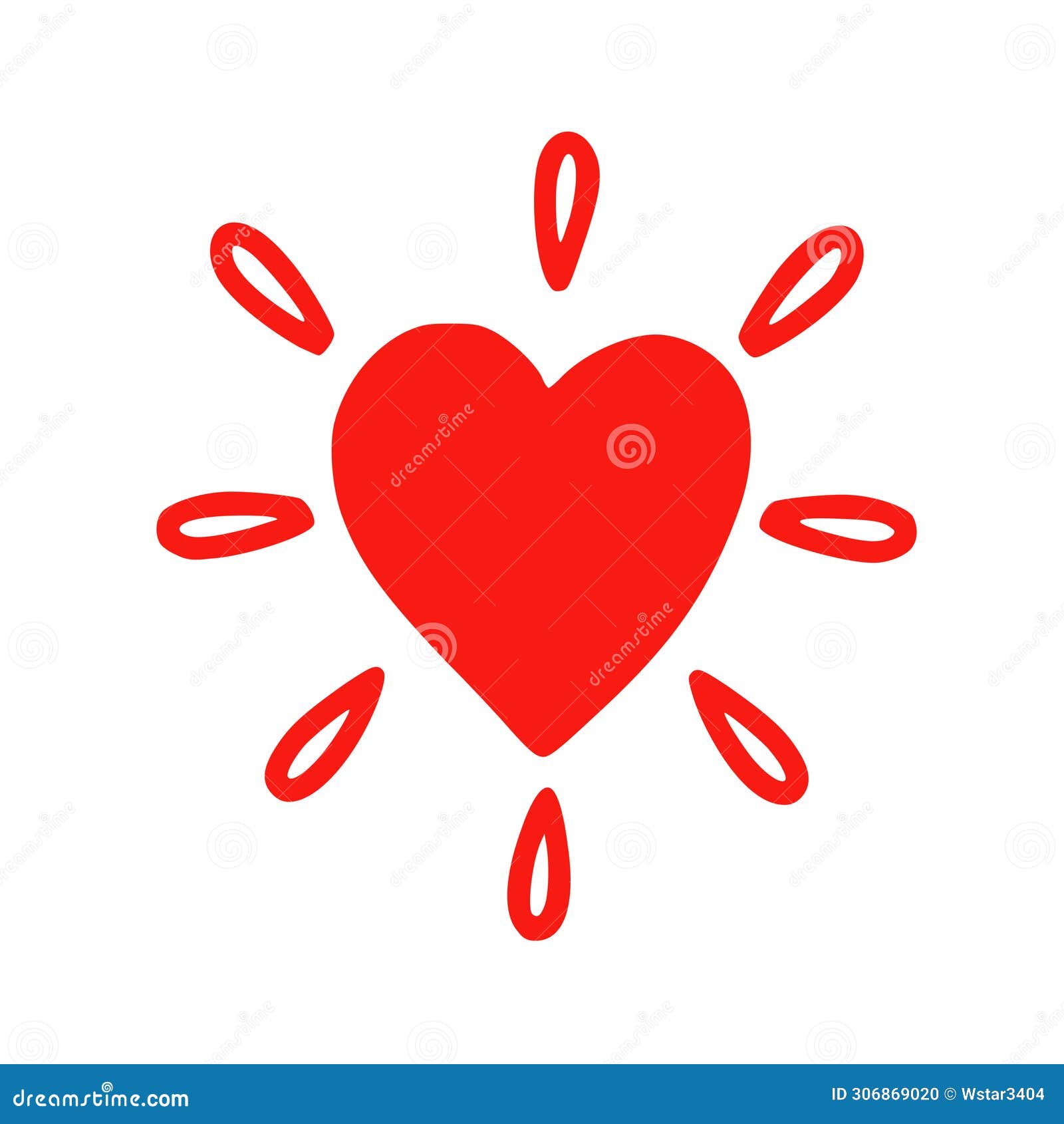 Simple Hand Drawn Red Shining Heart Icon Stock Vector - Illustration of ...