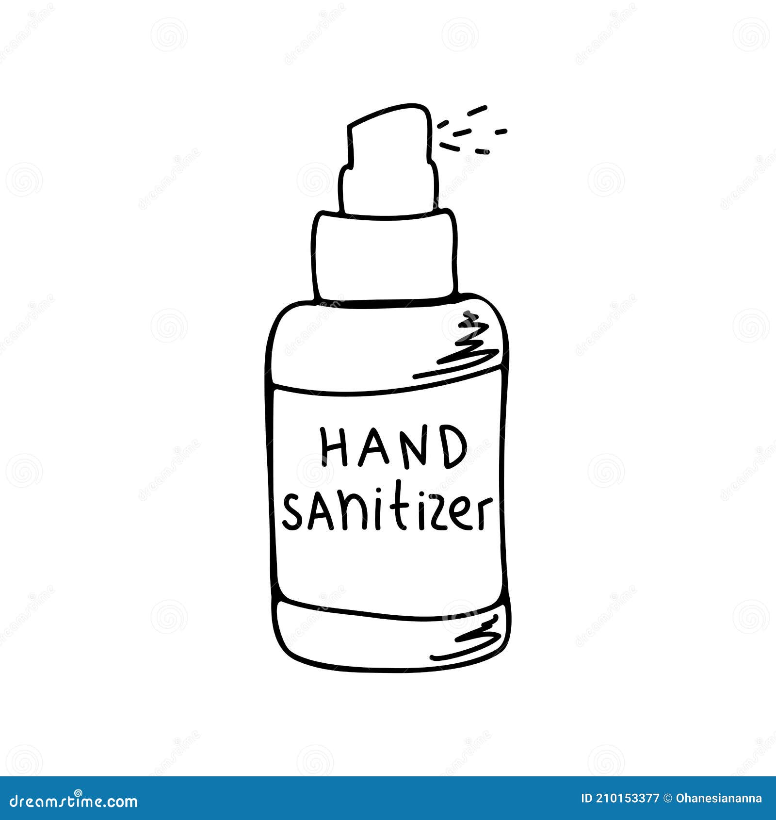 Simple Hand Drawn Sanitizer Bottle Illustration. Isolated on White ...