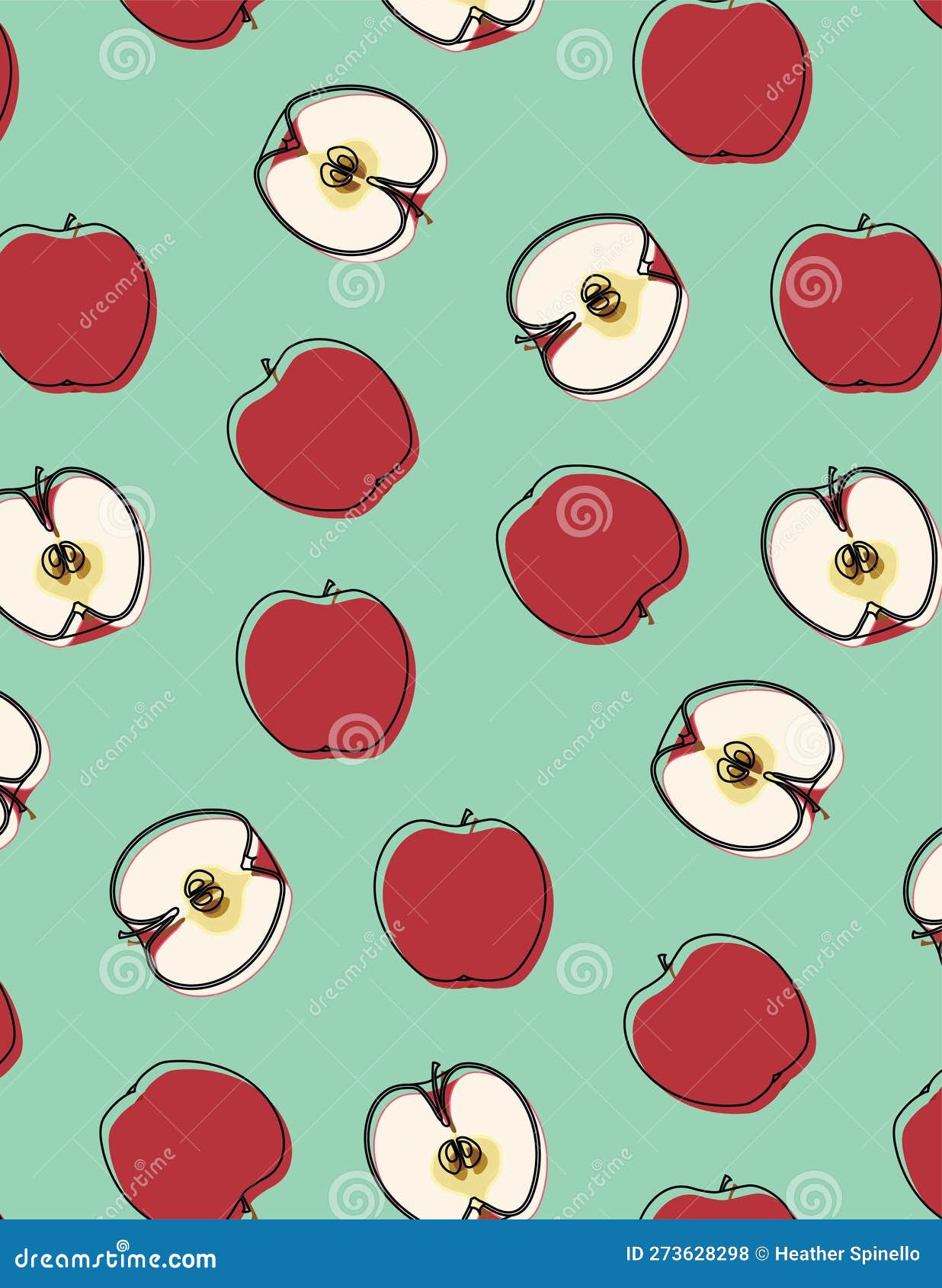 Illustrated Apple Pattern stock vector. Illustration of summer - 273628298
