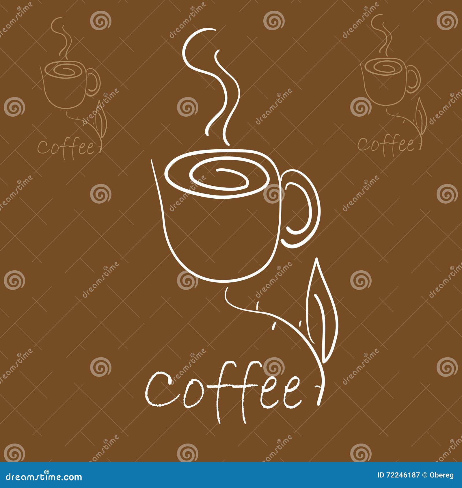 Simple Hand Drawn Sketch Cup of Coffee Floral Stylized Stock Vector ...