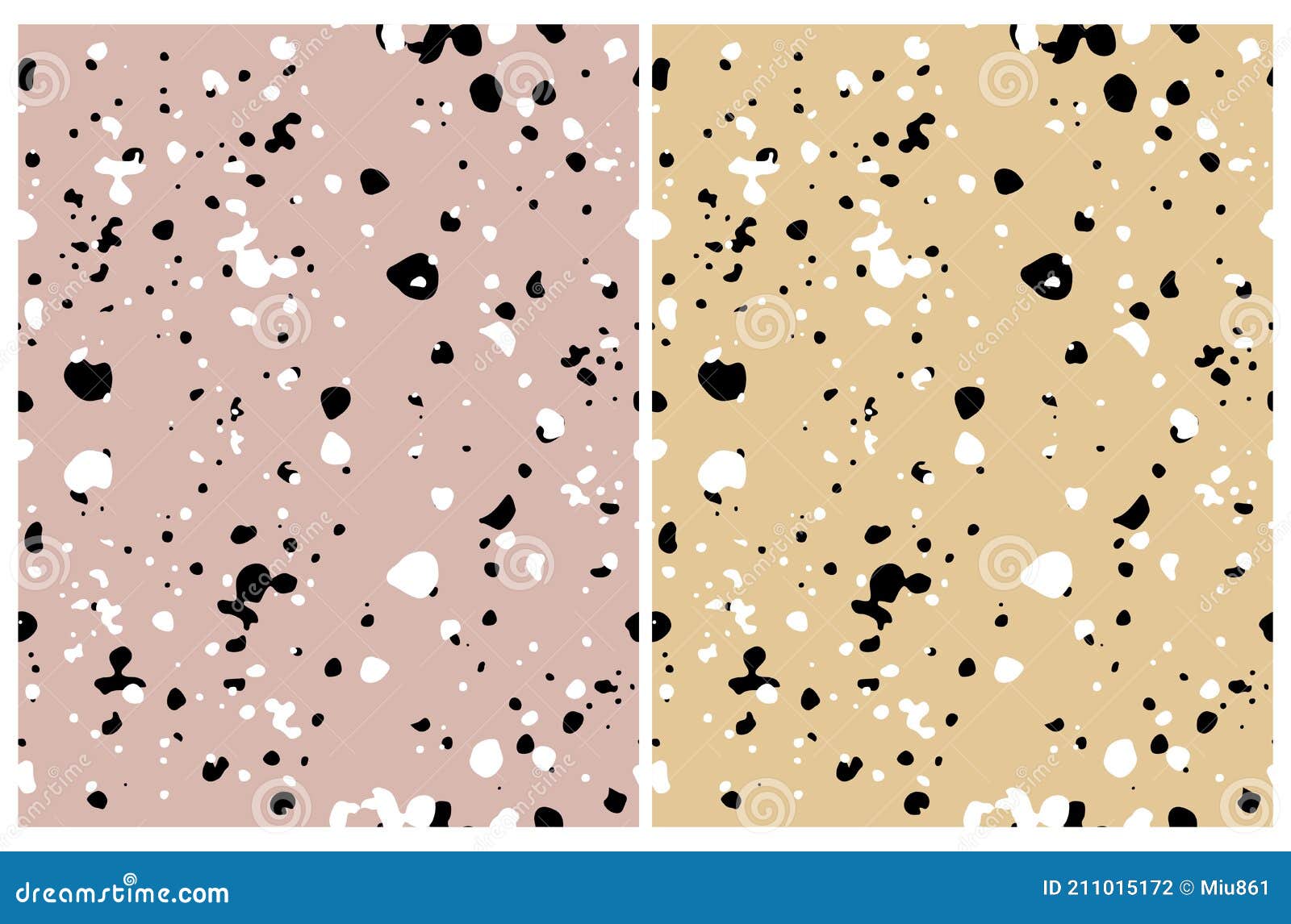 Simple Hand Drawn Spotted Vector Patterns with White and Black ...