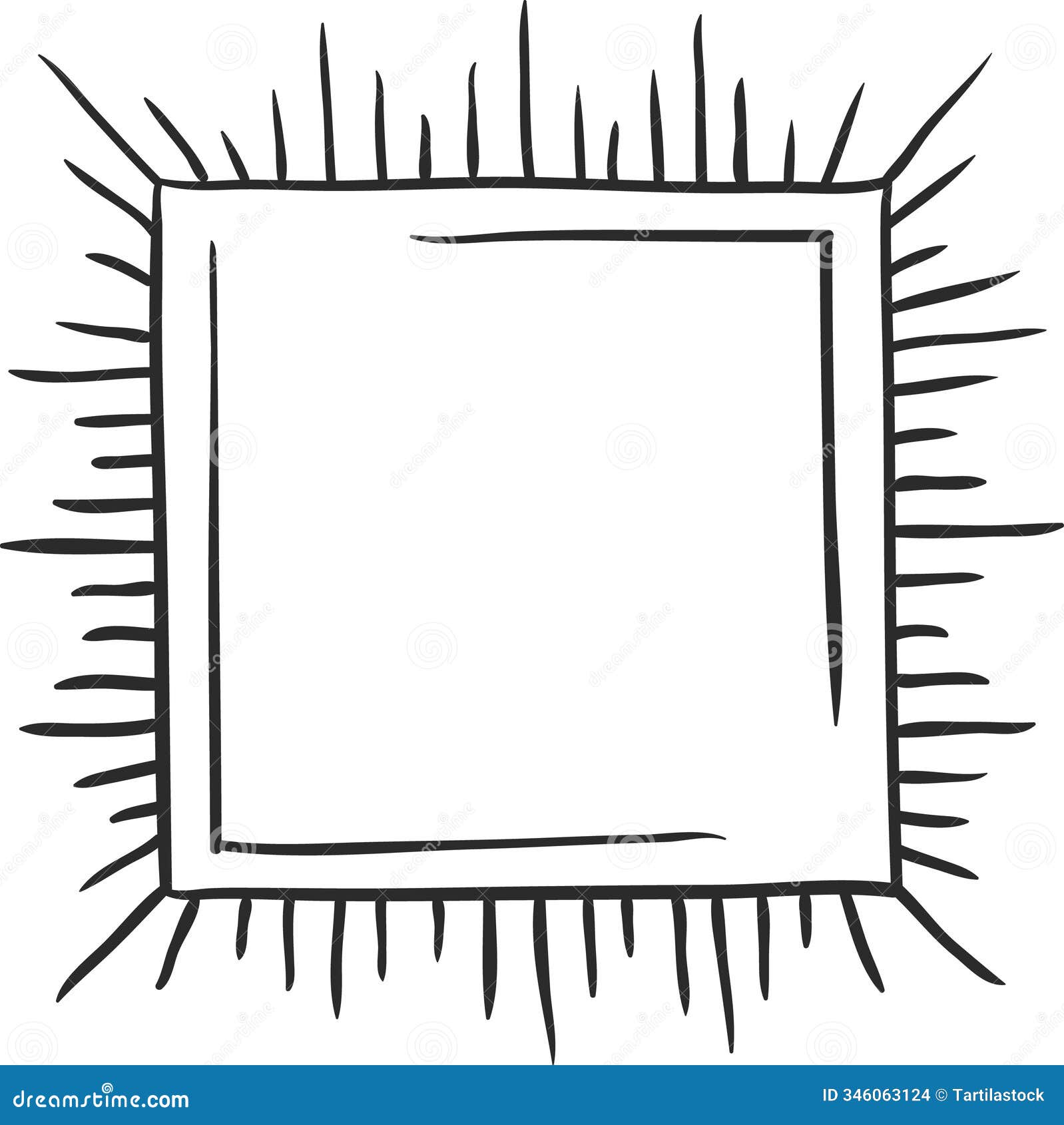 Simple, Hand Drawn Square Featuring Spiky Edges Resembling A Frame Or ...