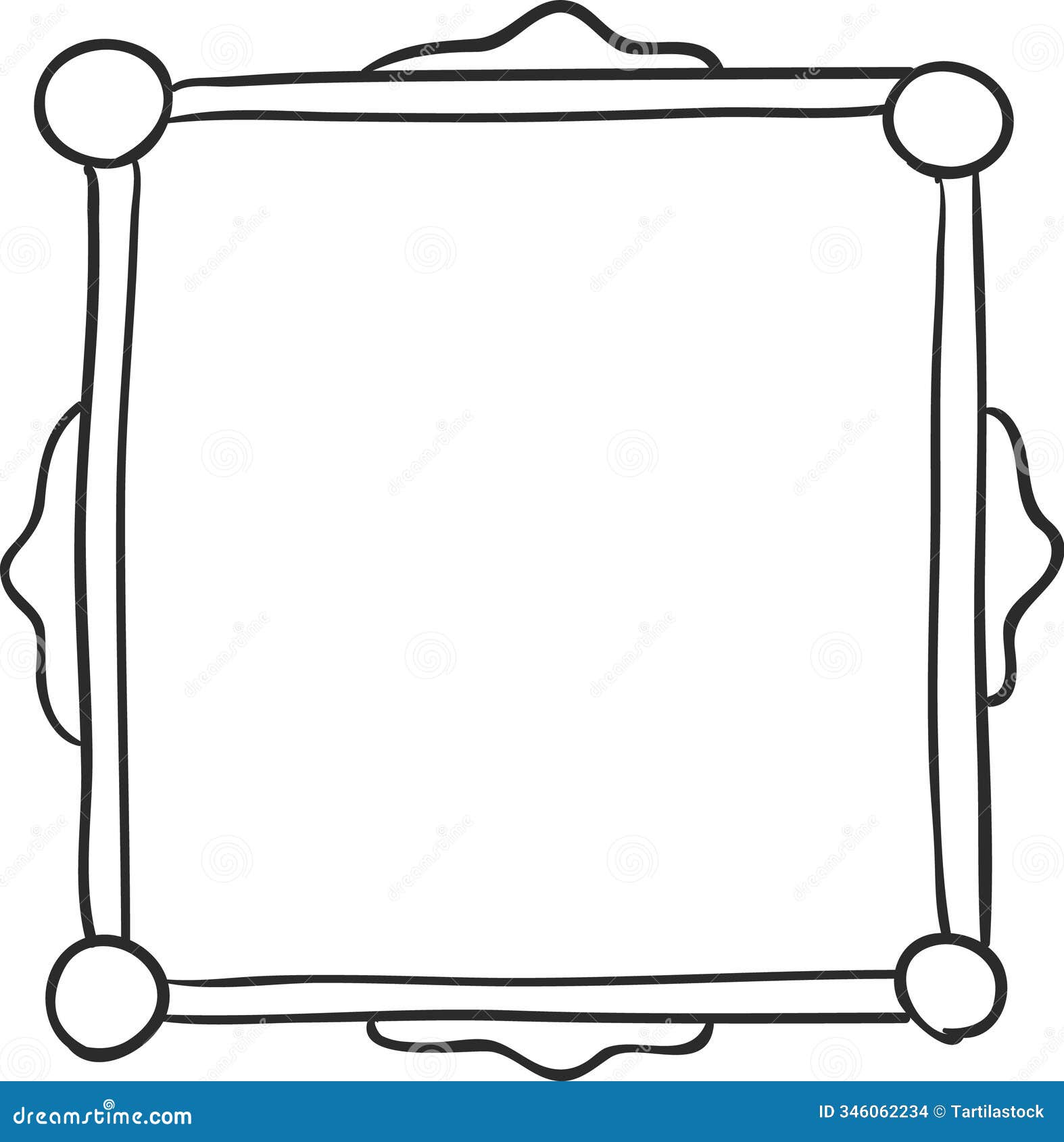 Simple, Hand Drawn Square Frame with Rounded Corners and Decorative ...