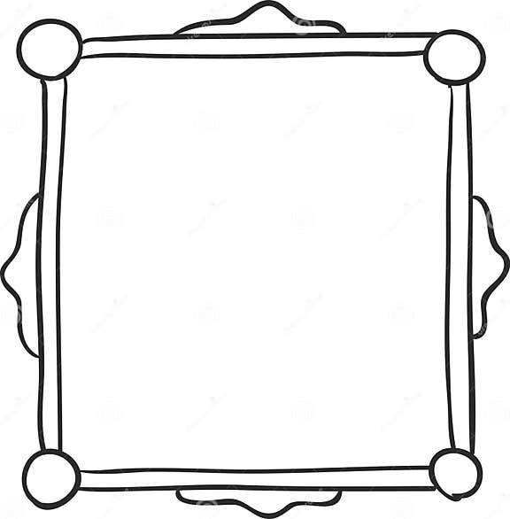 Simple, Hand Drawn Square Frame with Rounded Corners and Decorative ...
