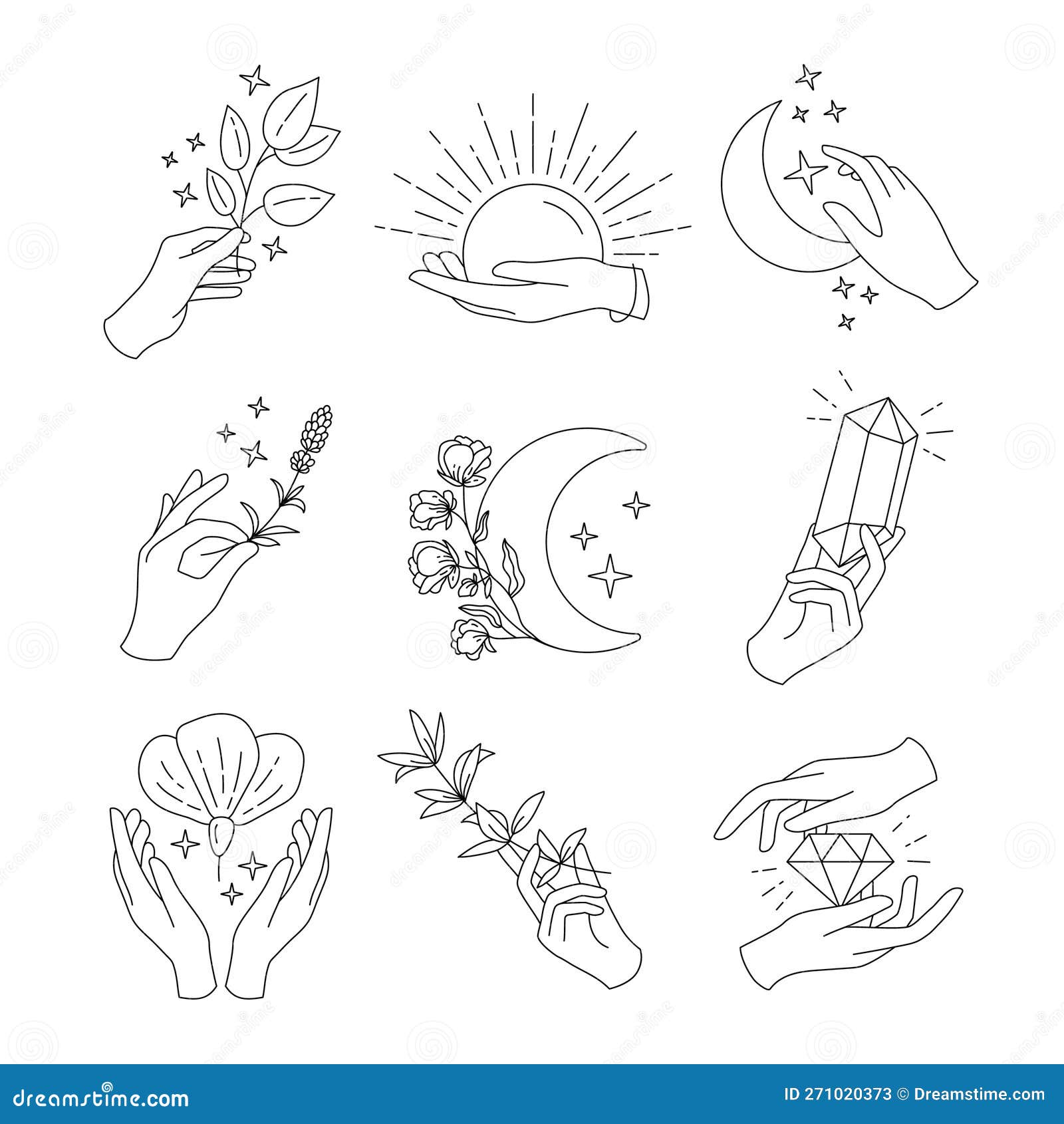 Simple Hand Logo, Boho Emblems, Esoteric Logotype Design. Magic ...