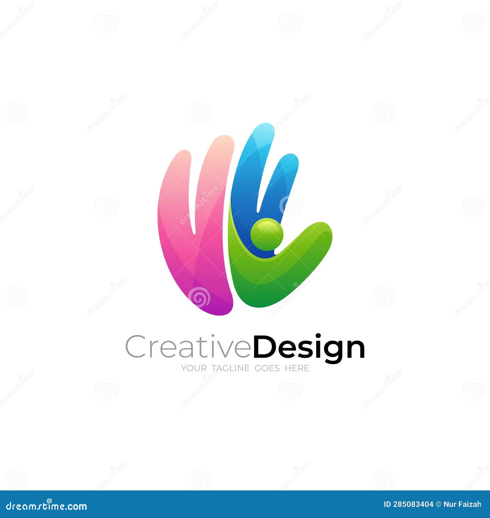 Simple Hand Logo with People Care Design Template Stock Vector ...