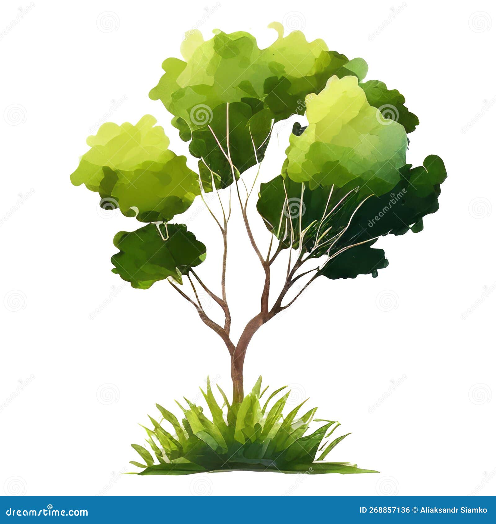 Simple Hand Painted Watercolor Tree Drawing Stock Photo - Illustration ...