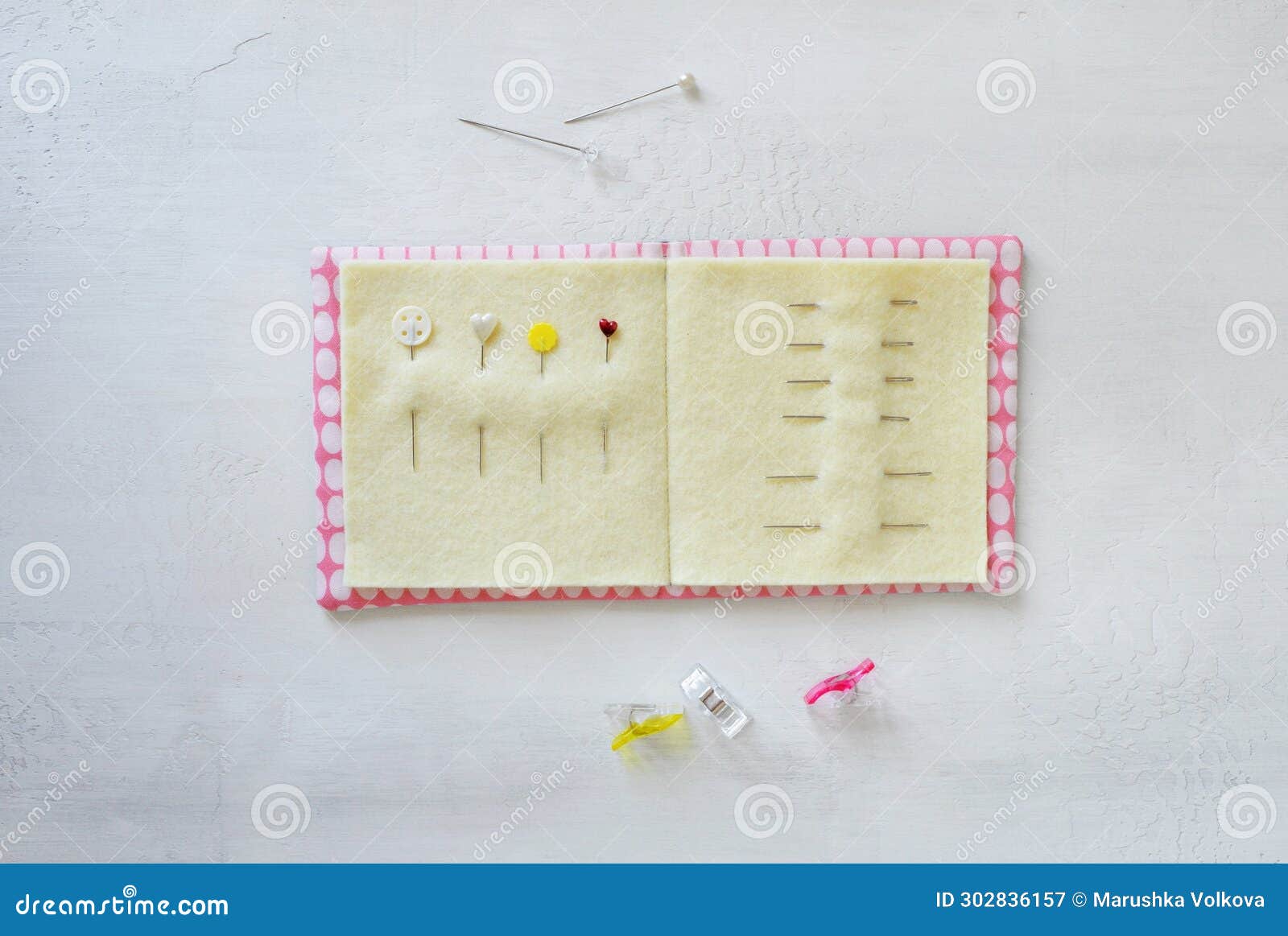 Simple Handmade Needle Book, Pins and Clips Stock Image - Image of ...