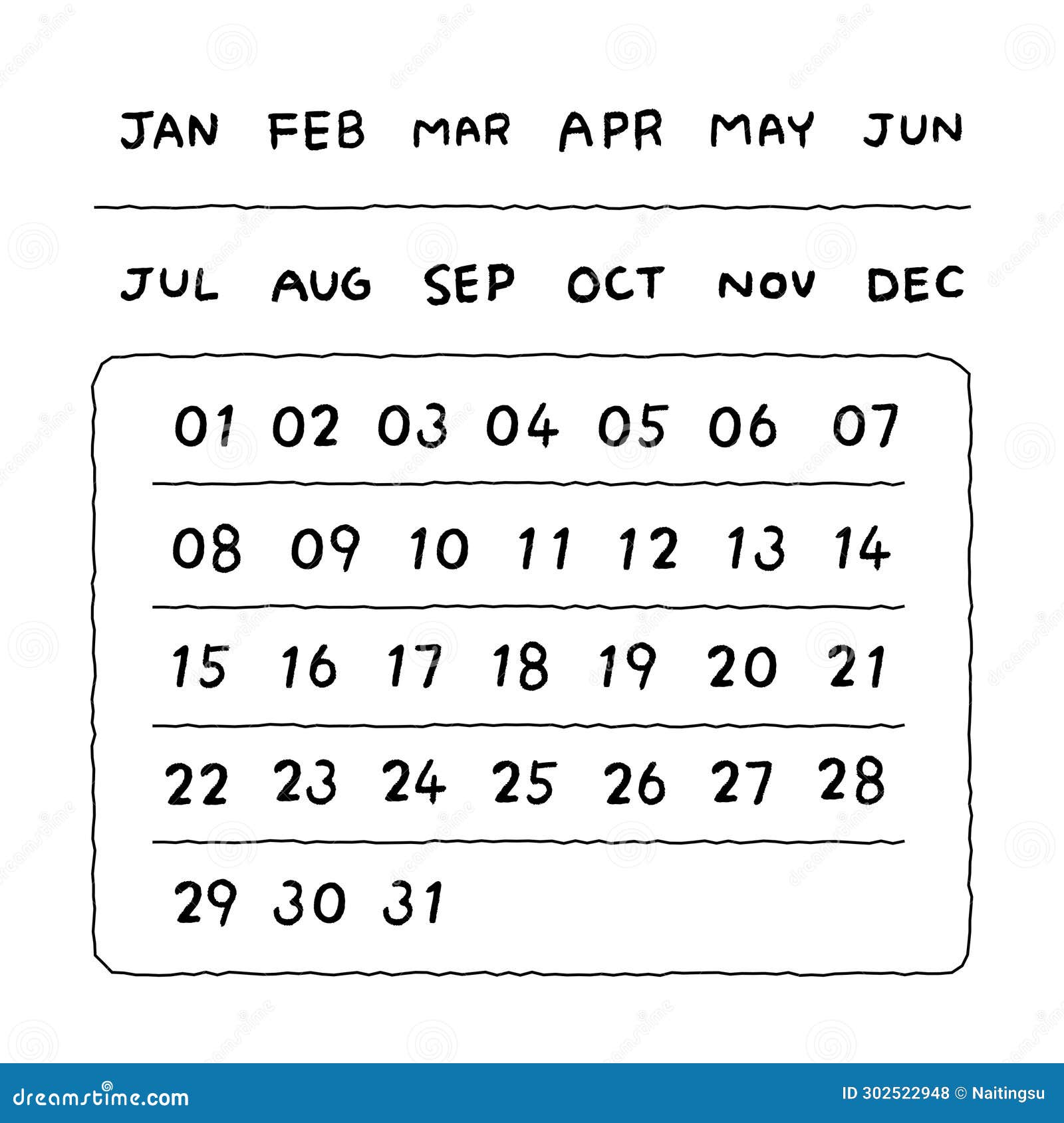 Simple Handwritten Date in Classic Style. Vector Handwritten Numbers ...