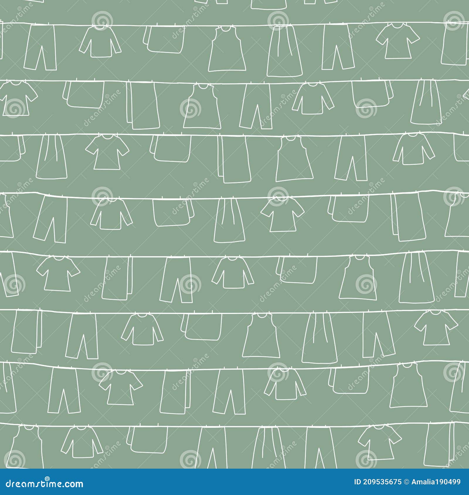 Simple Hanging Clothes Doodle Repeat Pattern Design Stock Vector ...