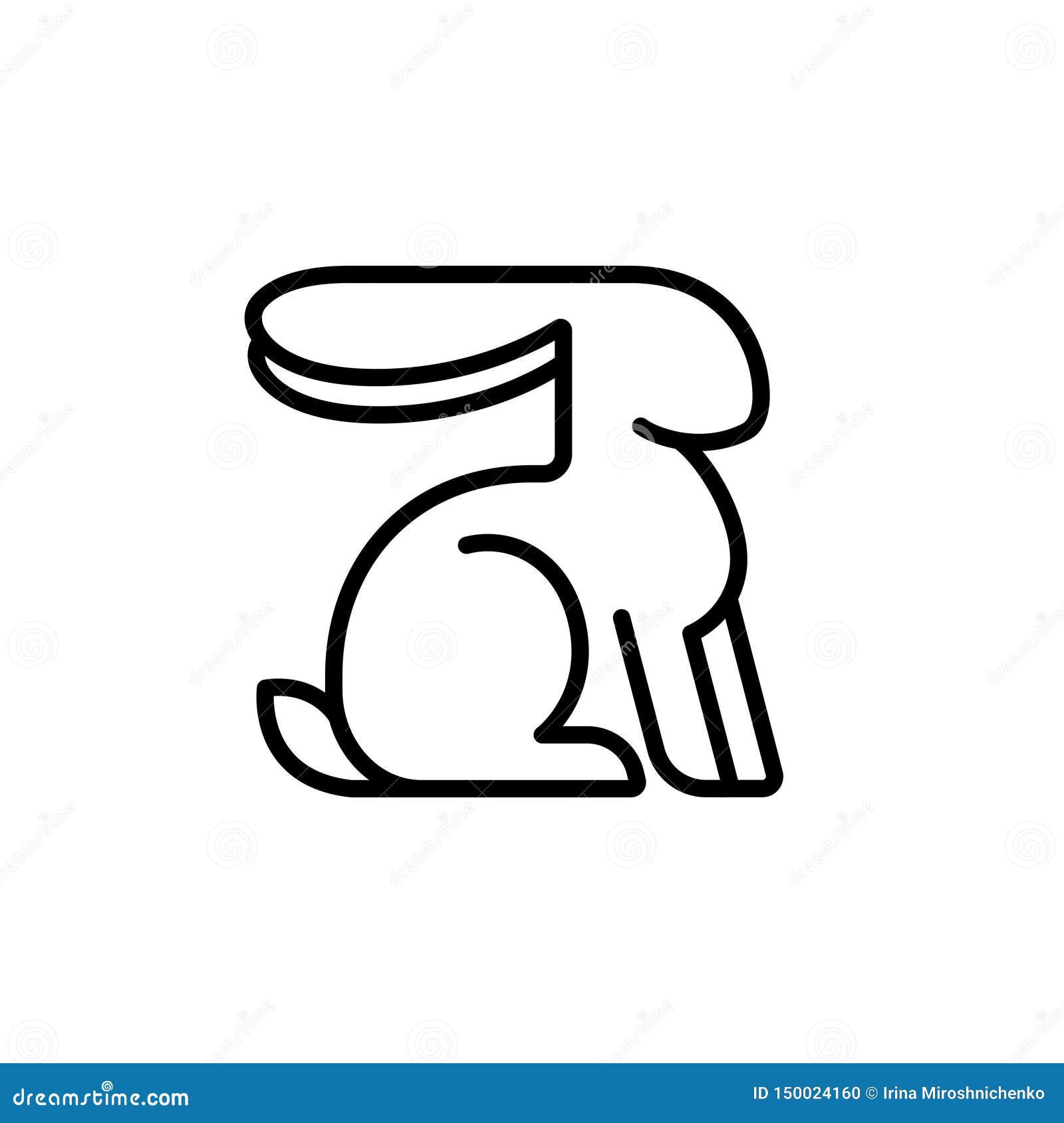 Rabbit Logo Icon Vector, Hare Jump And Run Logo Vector Line Art Outline ...