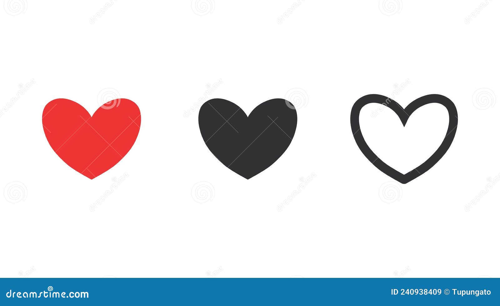 Simple Heart Icon Vector Set Stock Vector - Illustration of heart, flat ...