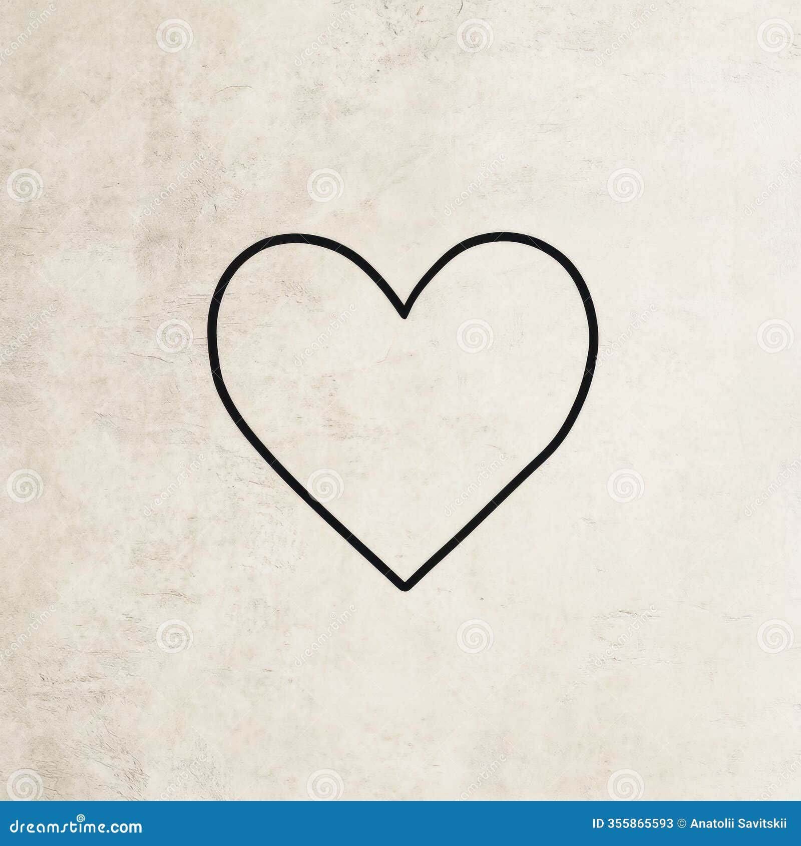 Heart Shape Drawn in Black Outline on Light Textured Background for ...