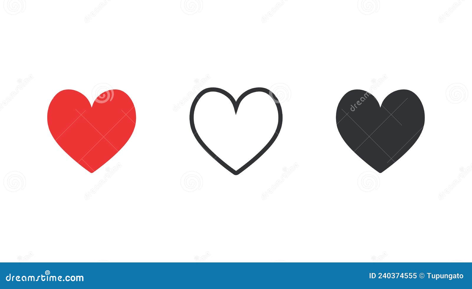Simple Hearts Icon Vector Set Stock Vector - Illustration of isolated ...