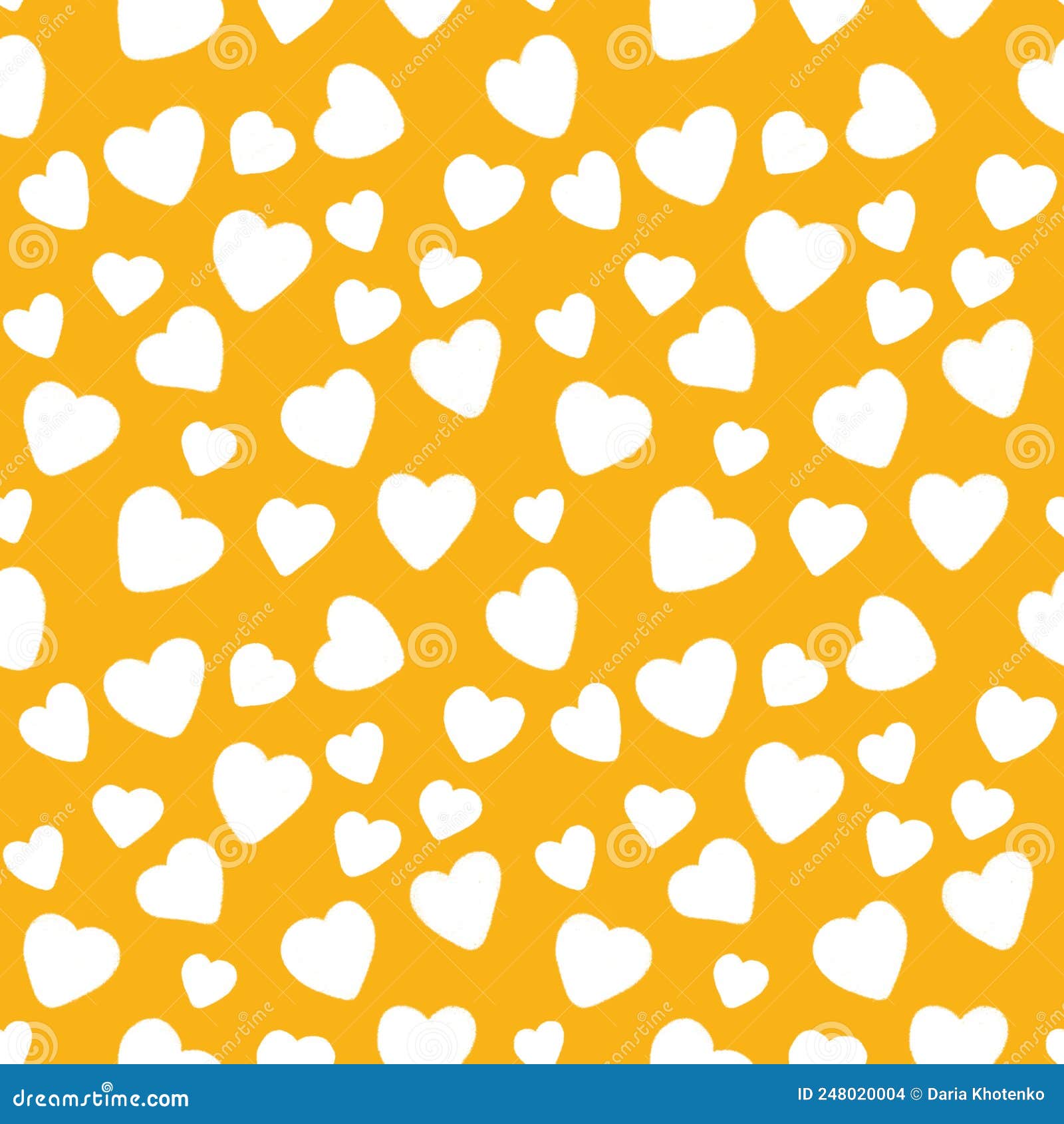 Simple Hearts Seamless Pattern in Yellow Stock Illustration ...