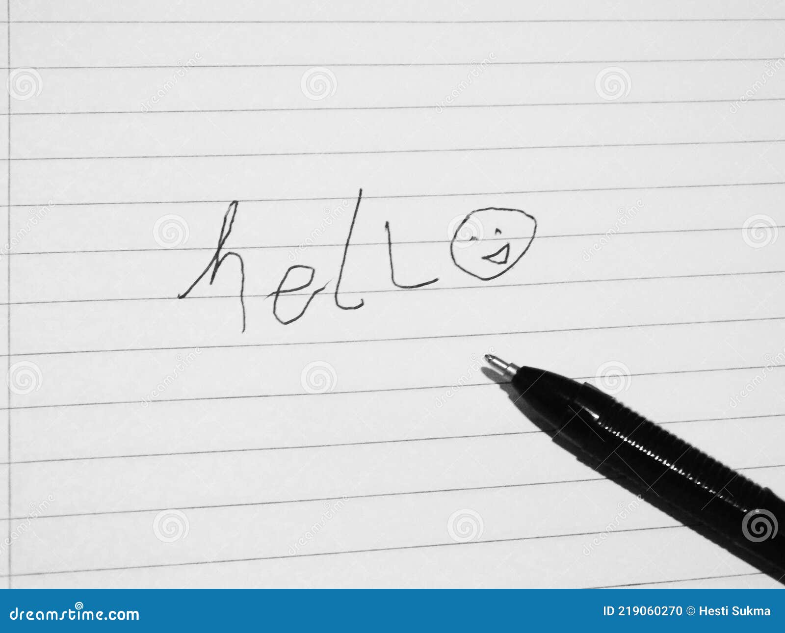 Simple Hello Handwriting with Emoticon Stock Photo - Image of ...
