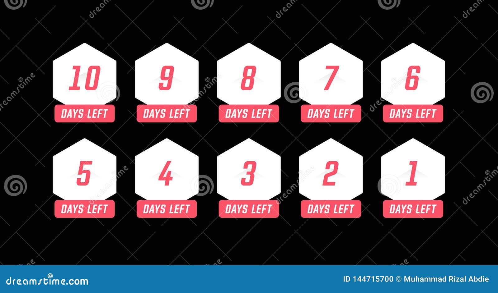 Simple Hexagon Number Days Left Countdown Stock Vector - Illustration ...