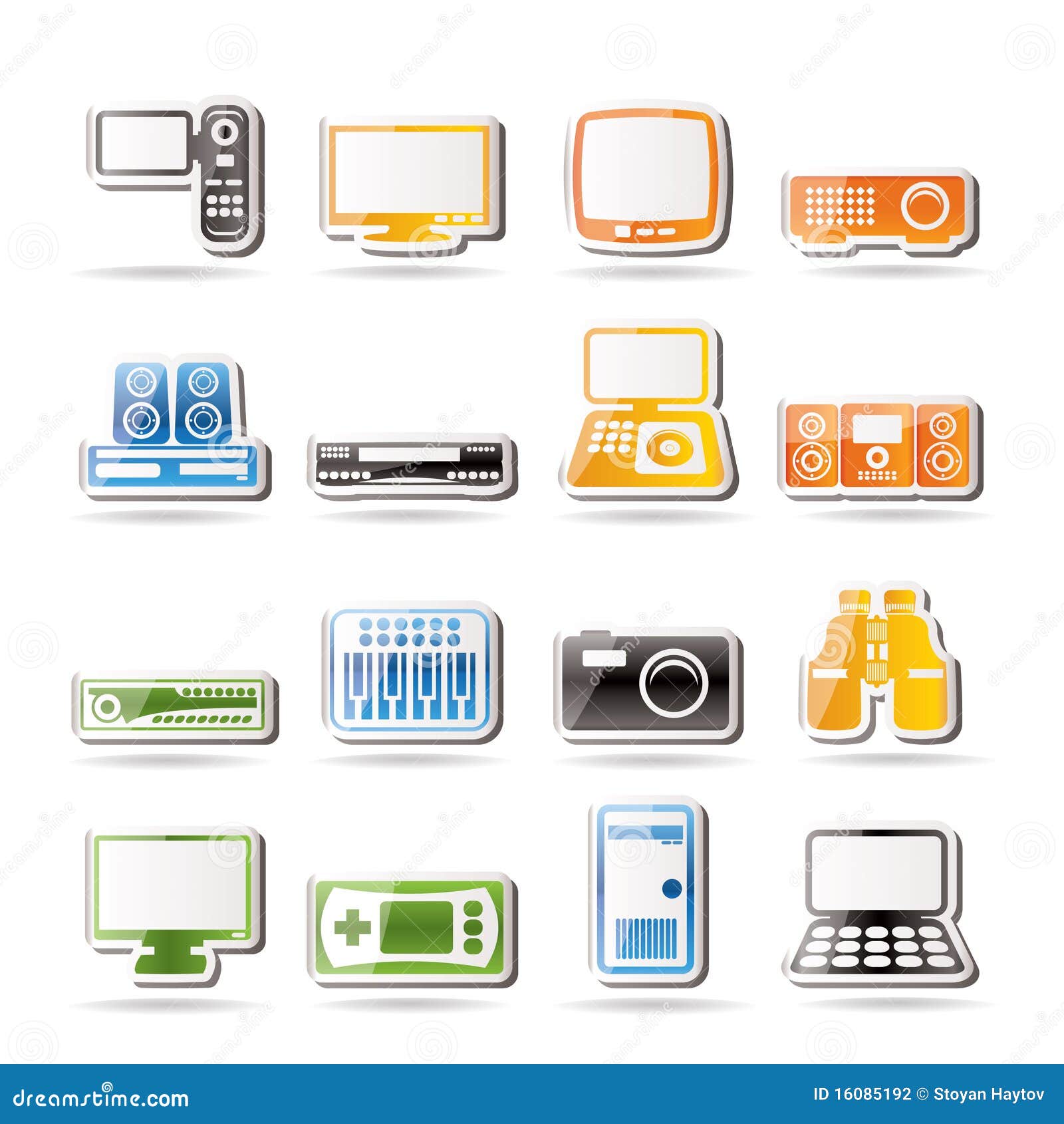 Simple Hi-tech Equipment Icons Stock Vector - Illustration of global ...