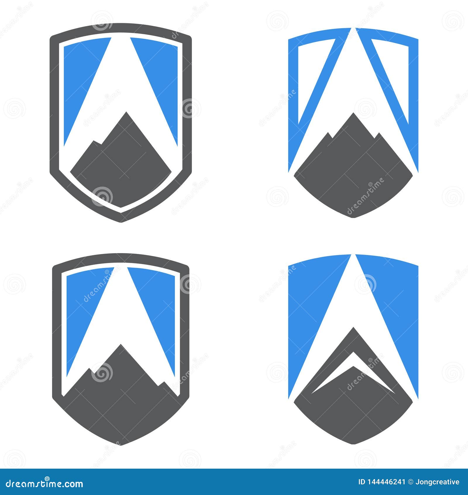 Simple High Mountain Shield Guard Logo Symbol Set Stock Vector ...