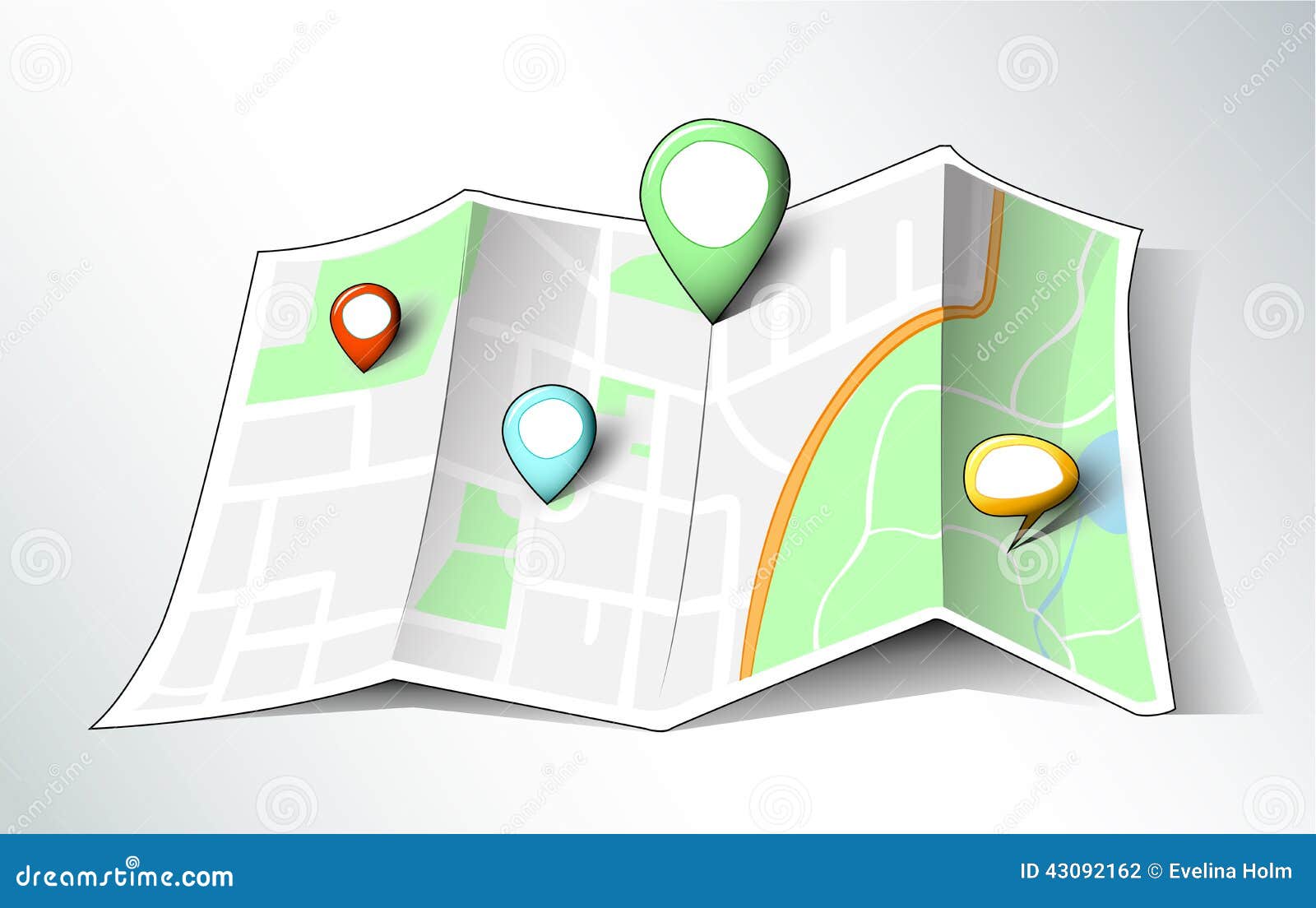 Simple Historieta-como Mapa Con Los Pernos Stock de ilustración ...