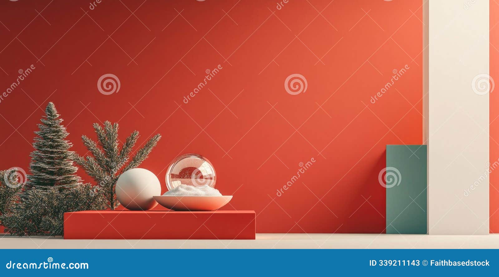 Simple Holiday Setup with Christmas Decorations and a Modern, Red ...