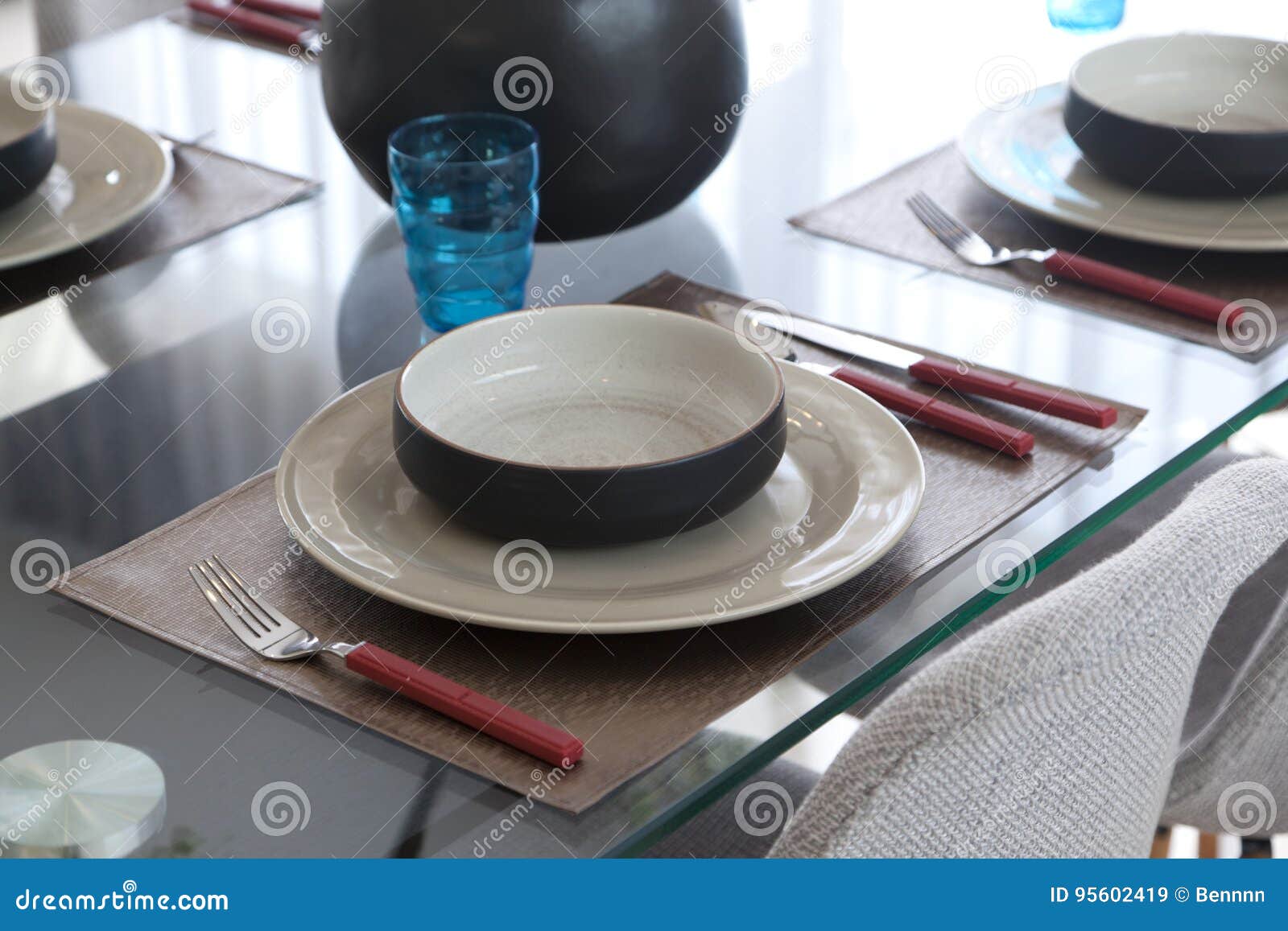 Simple home table setting stock image. Image of closeup - 95602419