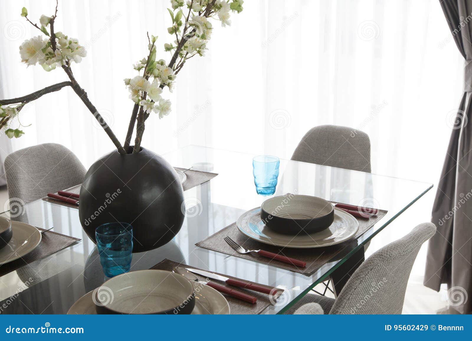 Simple home table setting stock image. Image of dining - 95602429