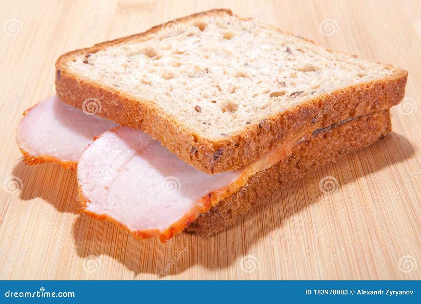 A Simple Homemade Sandwich. Bread and Ham Stock Image - Image of ...