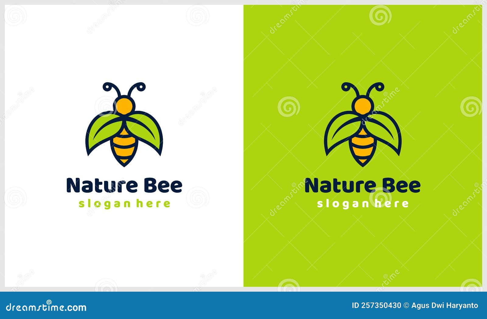 Simple Honey Bee with Nature Leaf Concept Logo Template Stock Vector ...