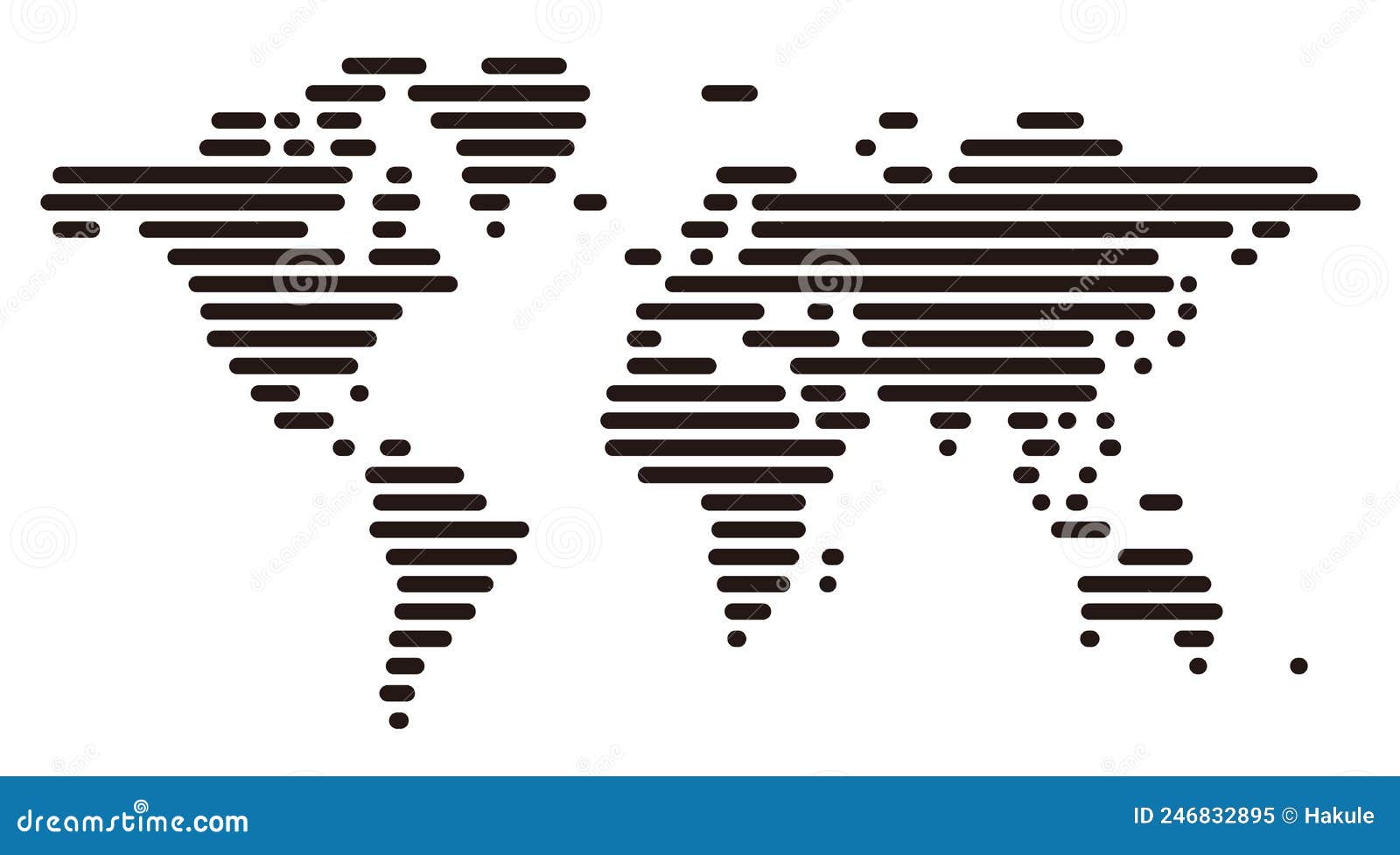 Simple Horizontal Line Map of the World, Vector White Background Stock ...